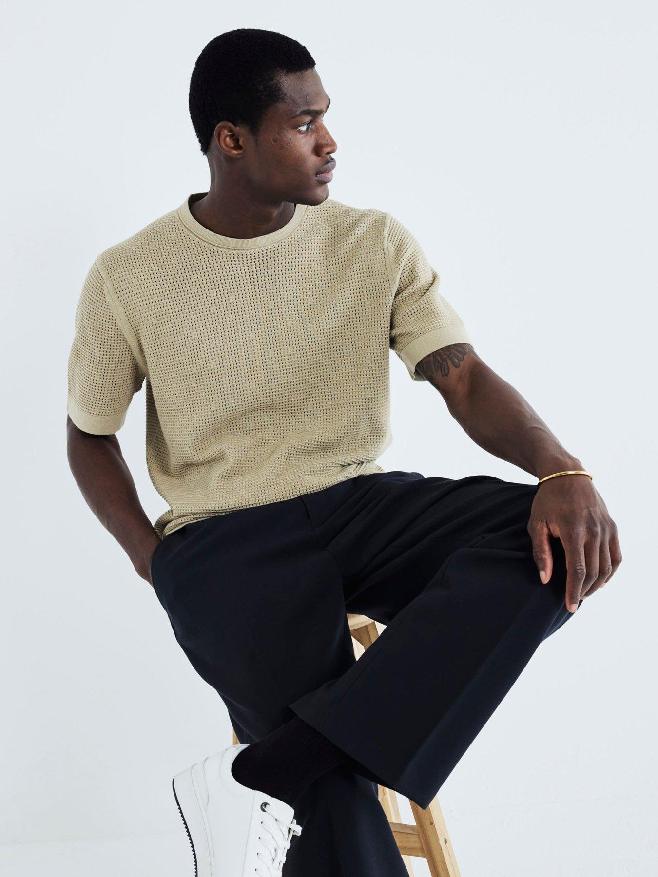 River Island Short Sleeve Pointelle Mesh T-Shirt - Khaki | Very