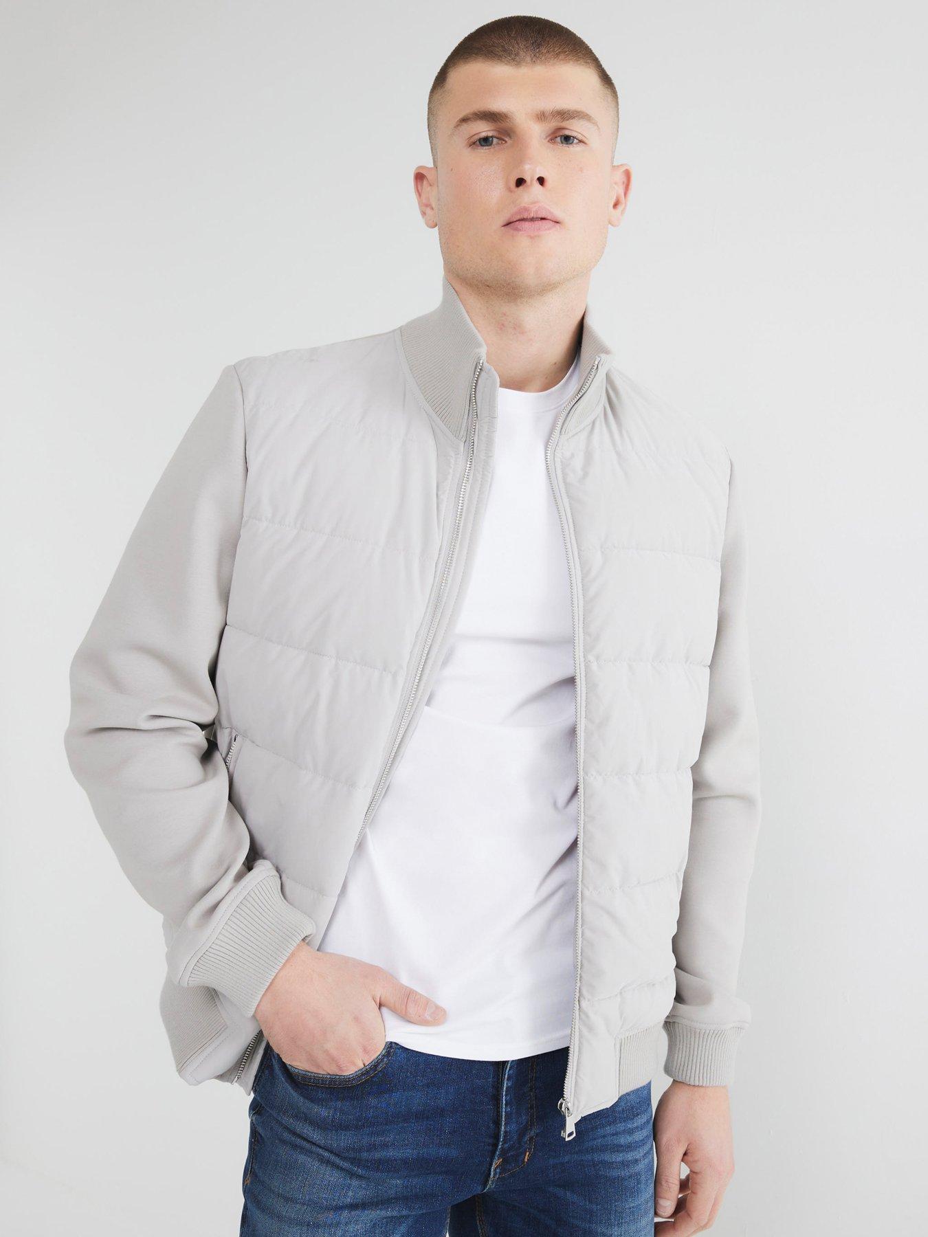 River Island Quilted Hybrid Funnel Neck - Grey | Very