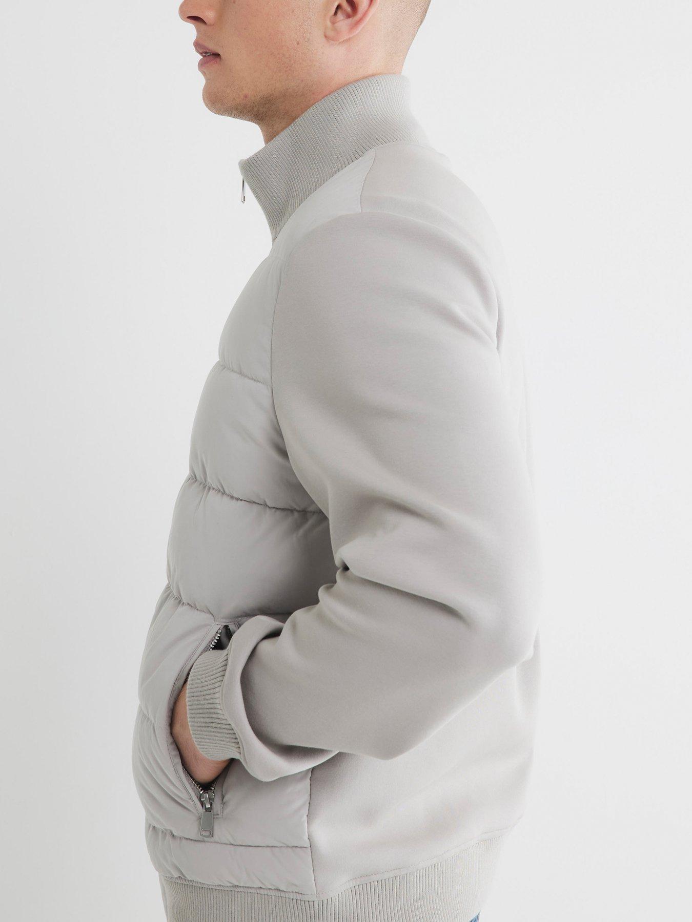 River Island Quilted Hybrid Funnel Neck - Grey | Very
