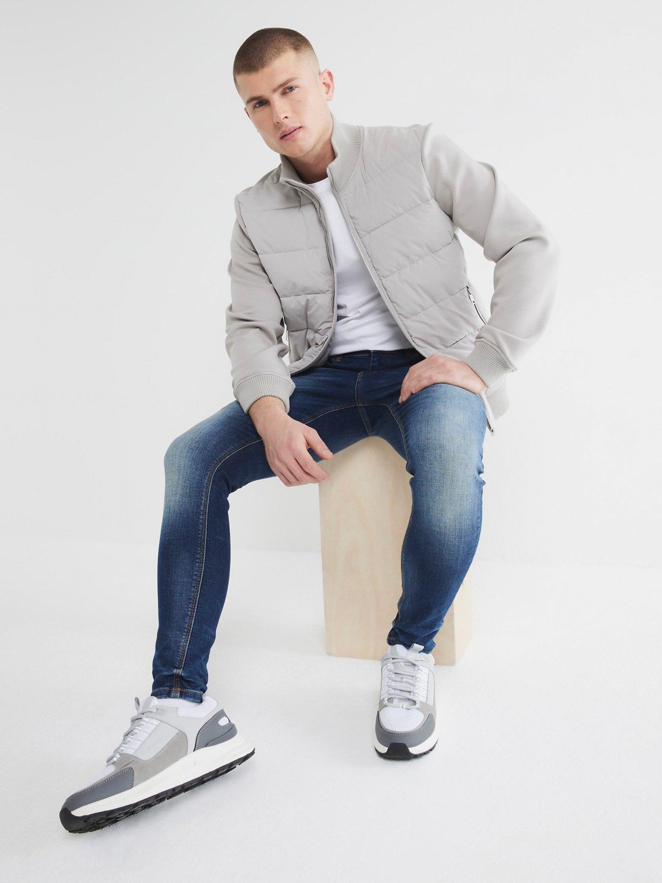 River Island Quilted Hybrid Funnel Neck - Grey | Very