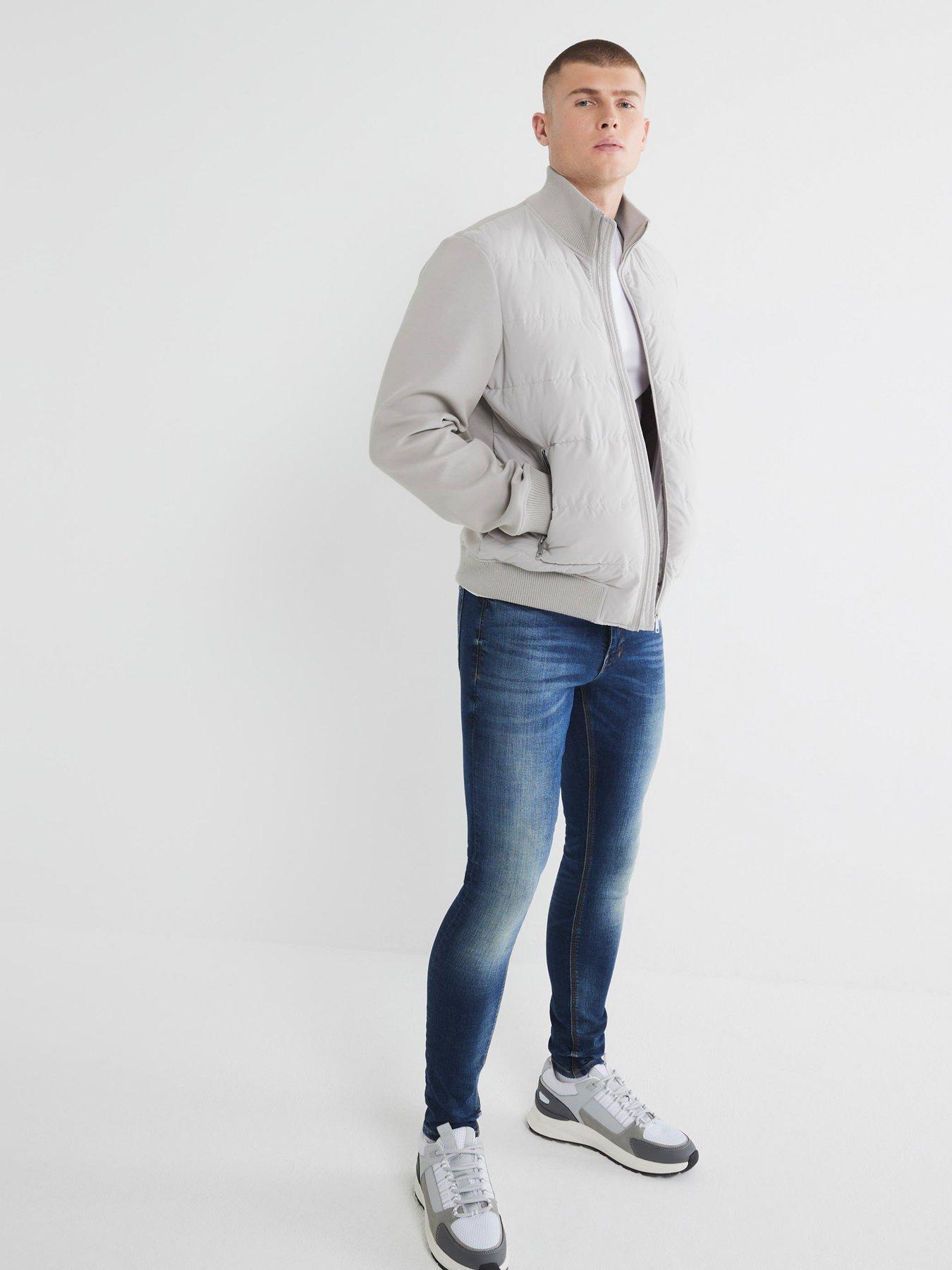 River Island Quilted Hybrid Funnel Neck - Grey | Very