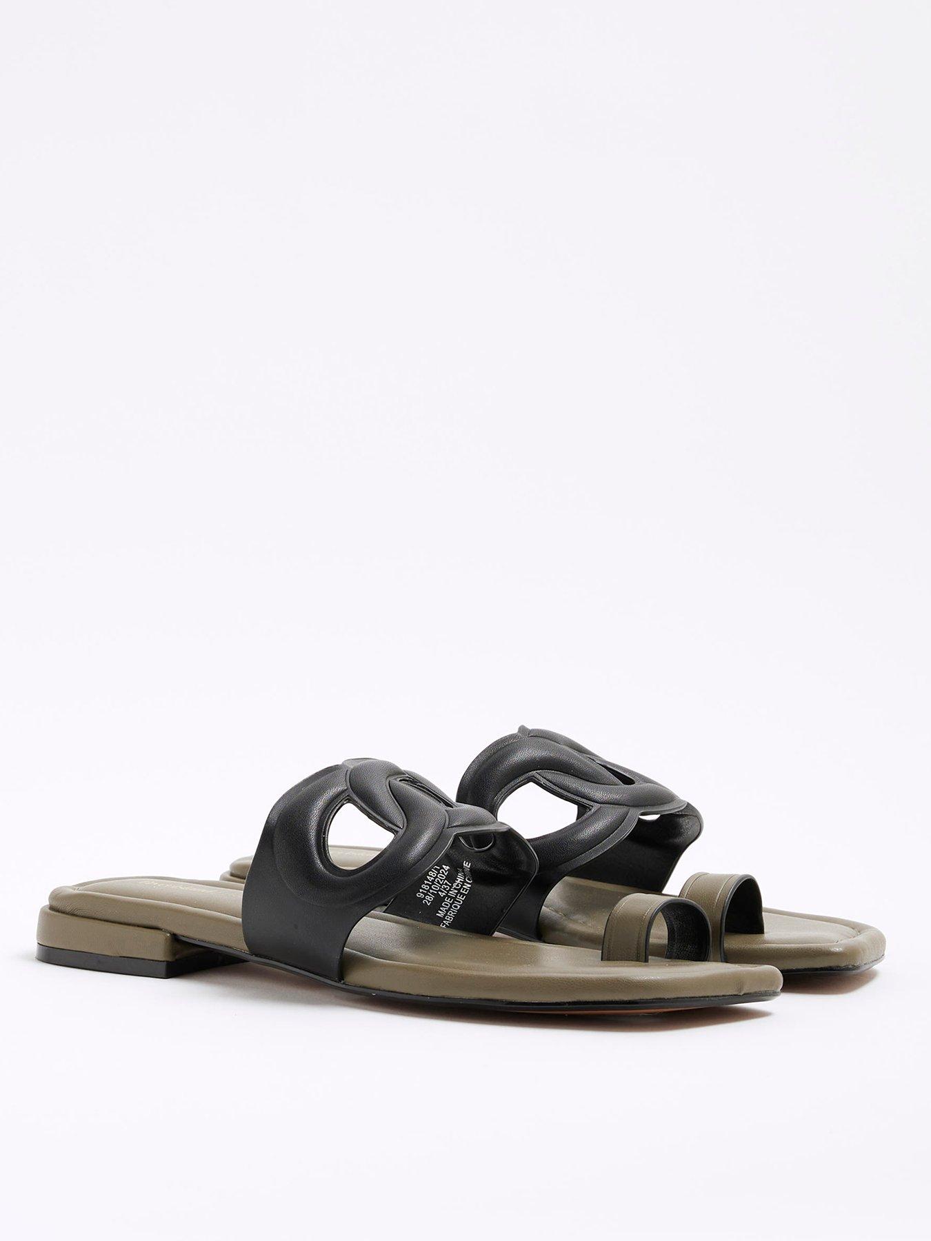 River Island Toe Loop Flat Sandal - Green | Very
