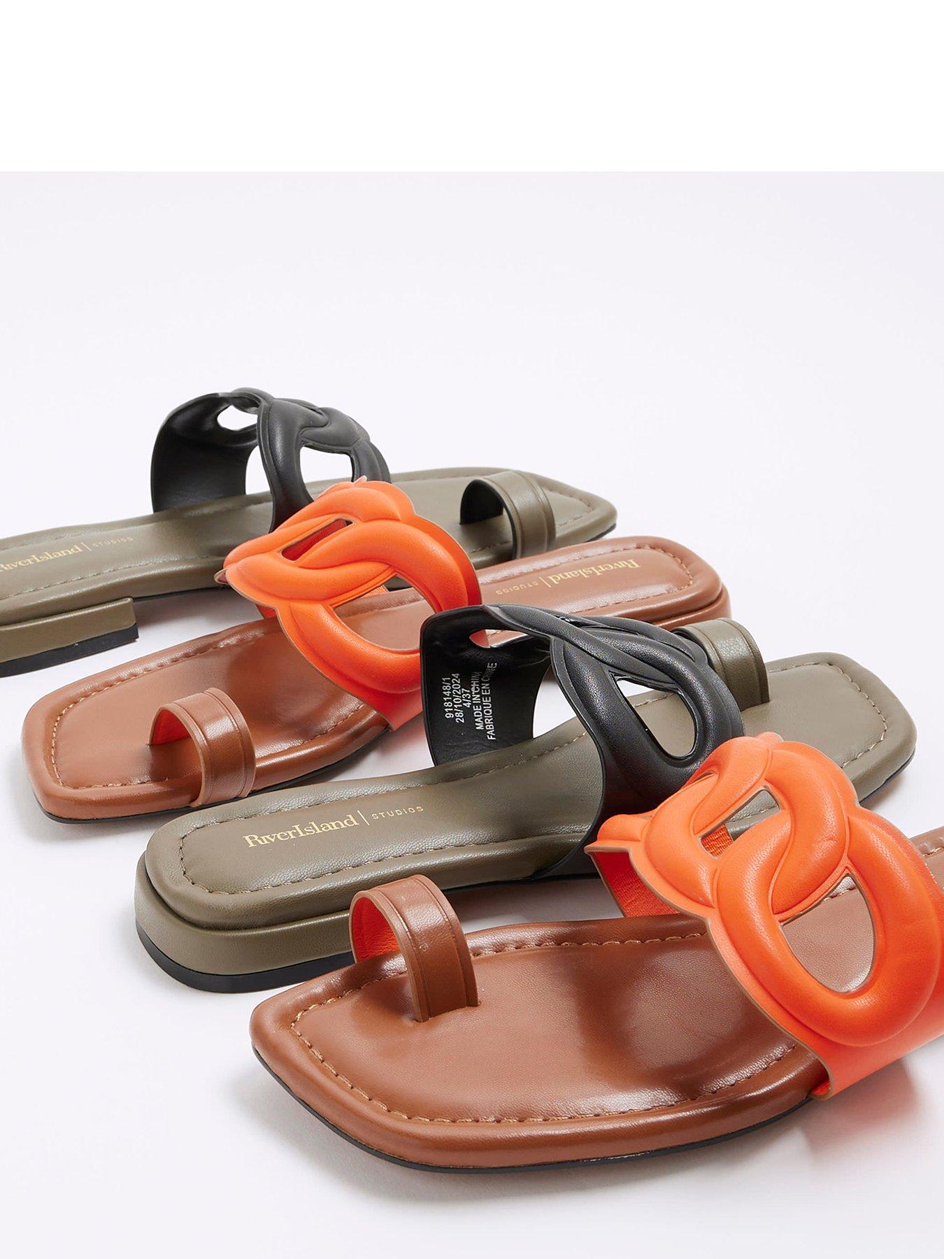 River Island Toe Loop Flat Sandal - Green | Very