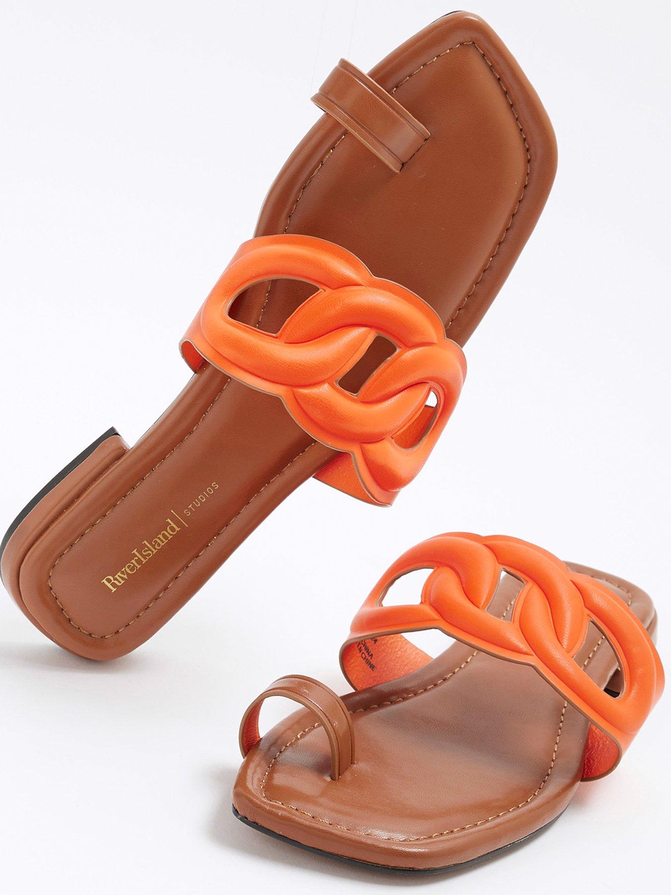 River Island Toe Loop Slat Sandal - Orange | Very