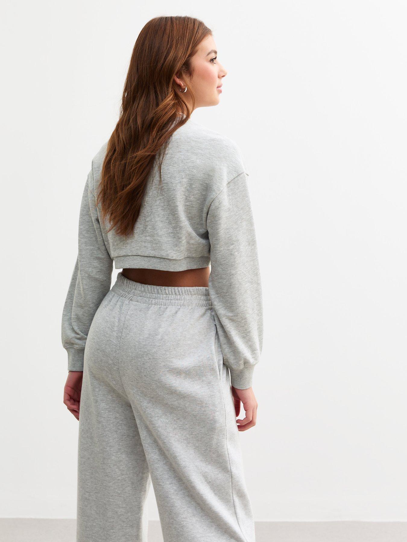 New Look 915 Girls Applique Logo Cropped Sweatshirt - Dark Grey | Very