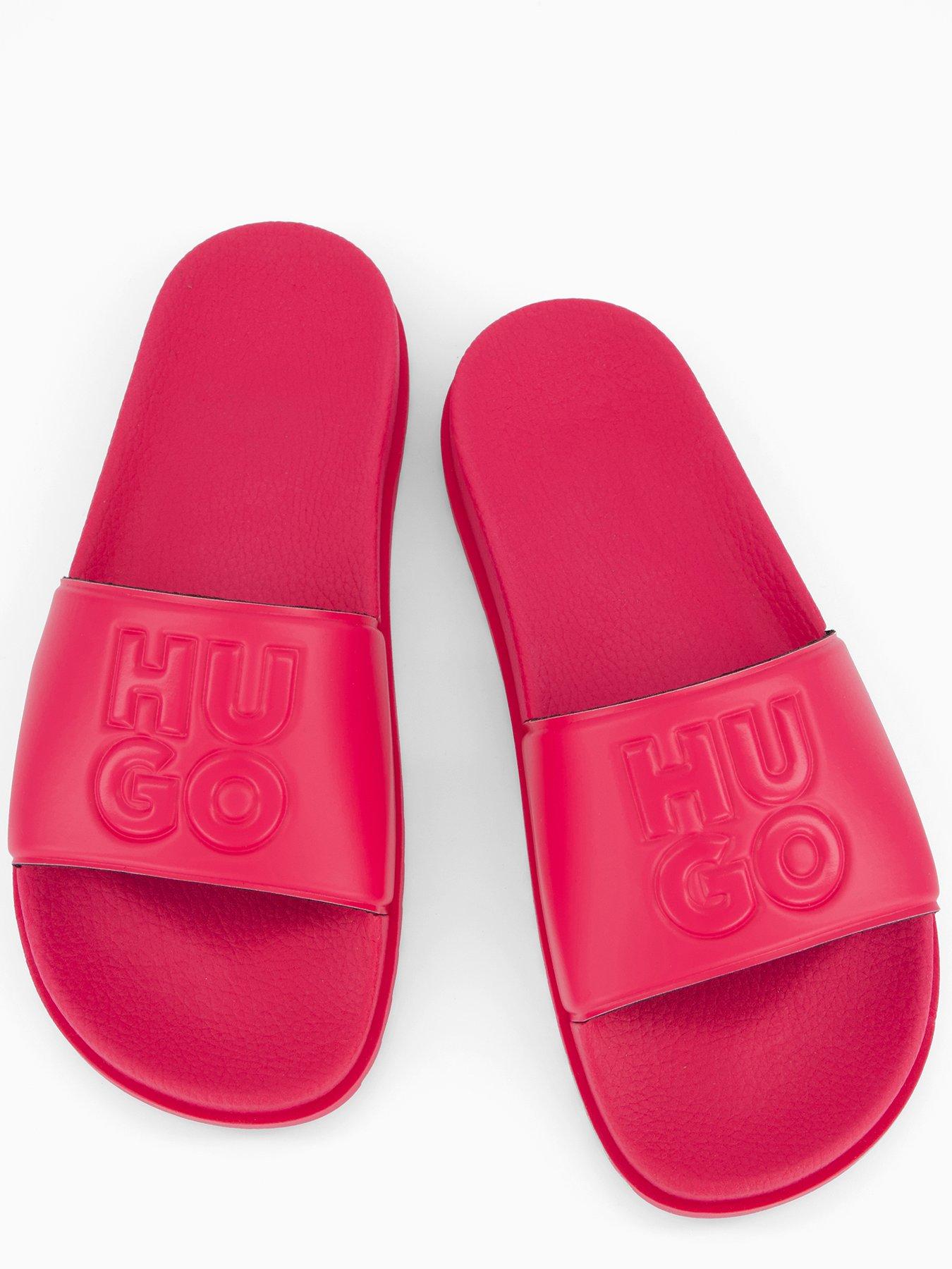 HUGO Sliders With Debossed Stacked Logo - Bright Pink | Very