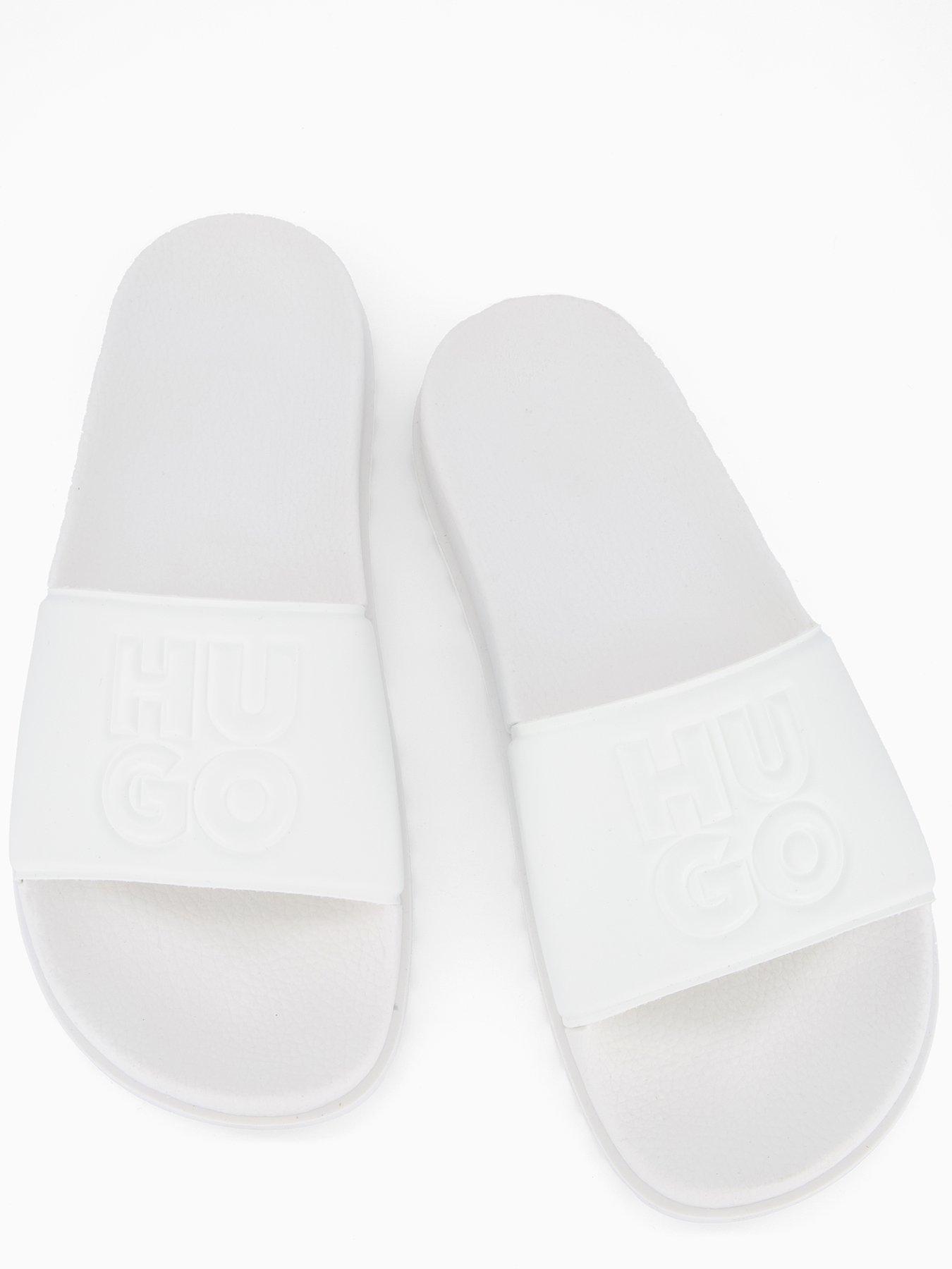 HUGO Sliders With Debossed Stacked Logo - Natural | Very