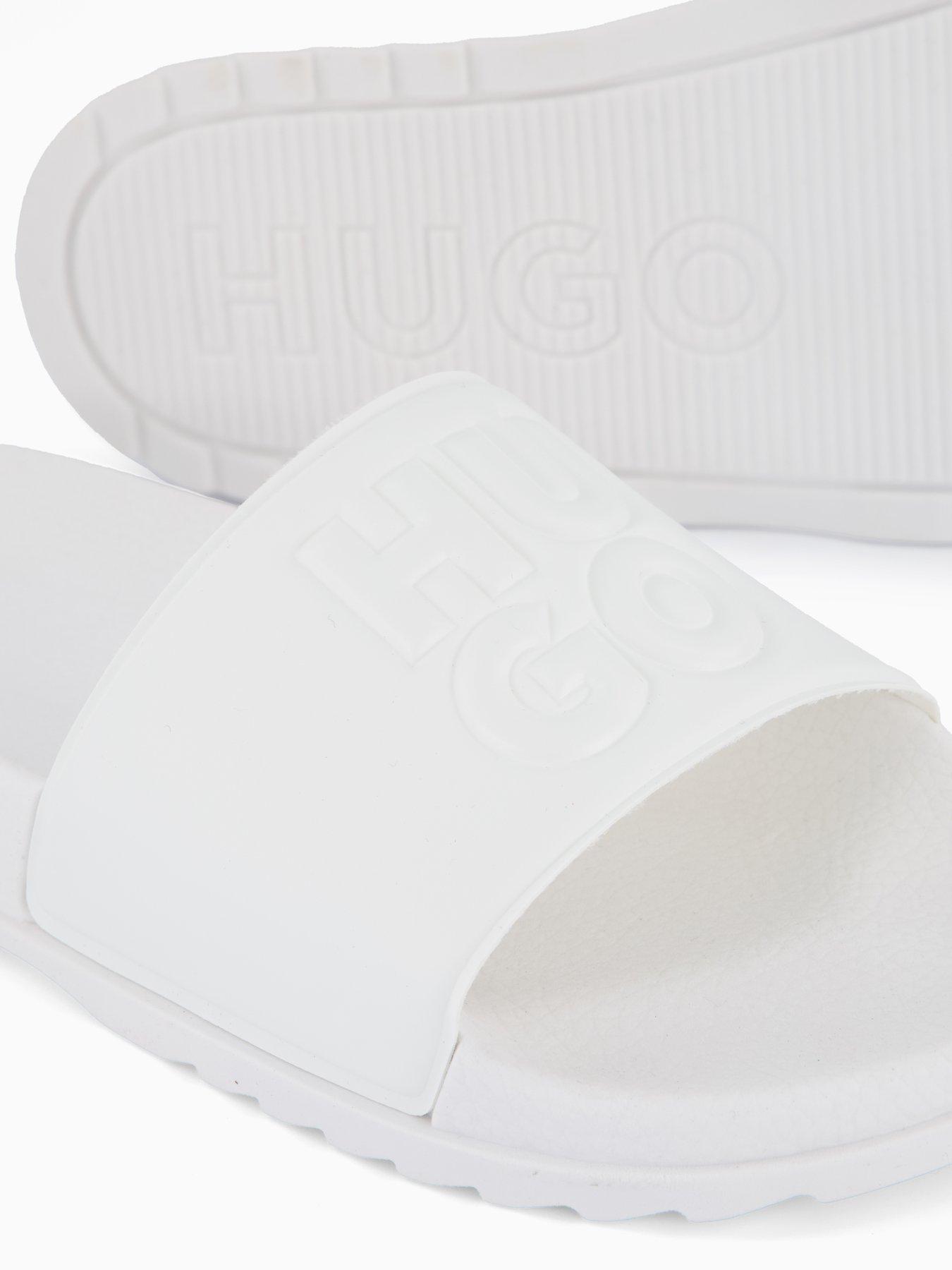 HUGO Sliders With Debossed Stacked Logo - Natural | Very
