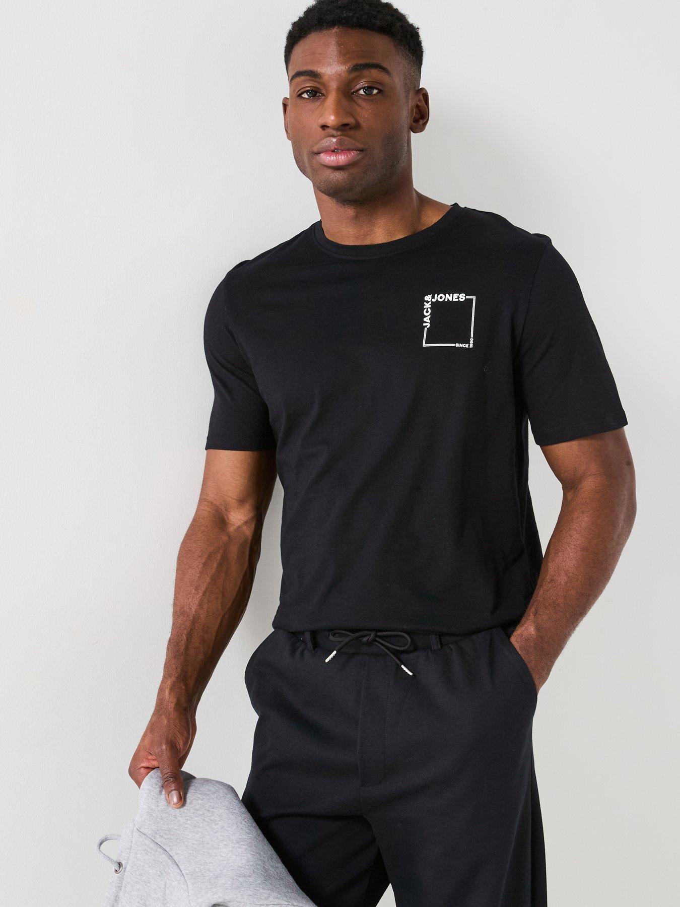 Jack & Jones Verner Square Logo T-Shirt - Black | Very