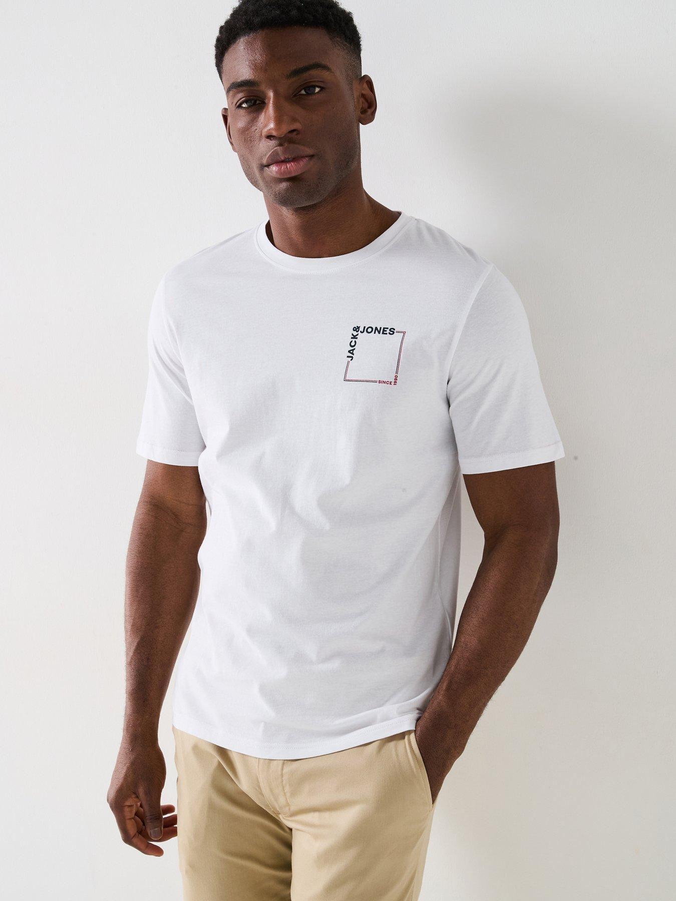 Jack & Jones Verner Square Logo T-Shirt - White | Very