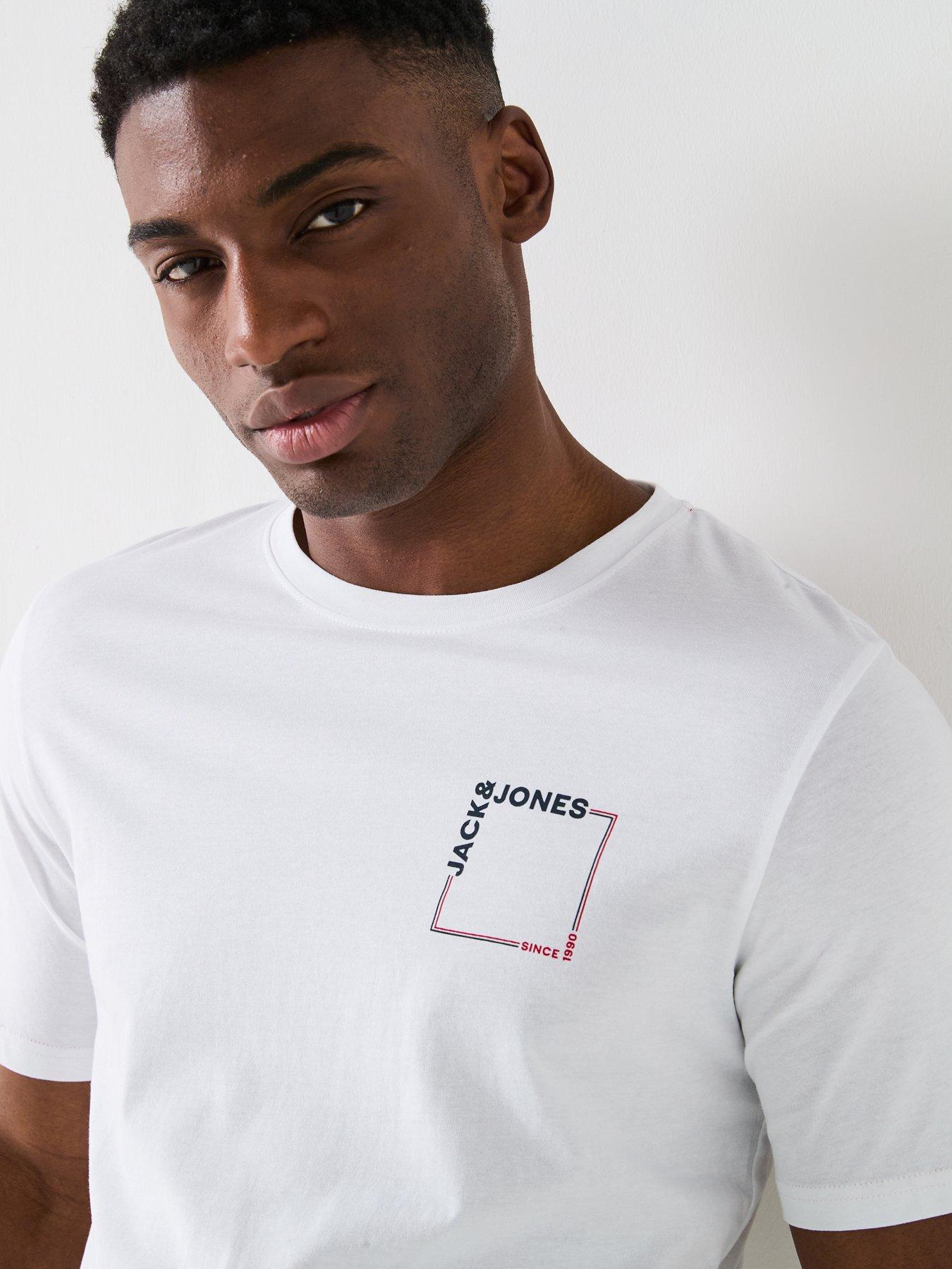 Jack & Jones Verner Square Logo T-Shirt - White | Very