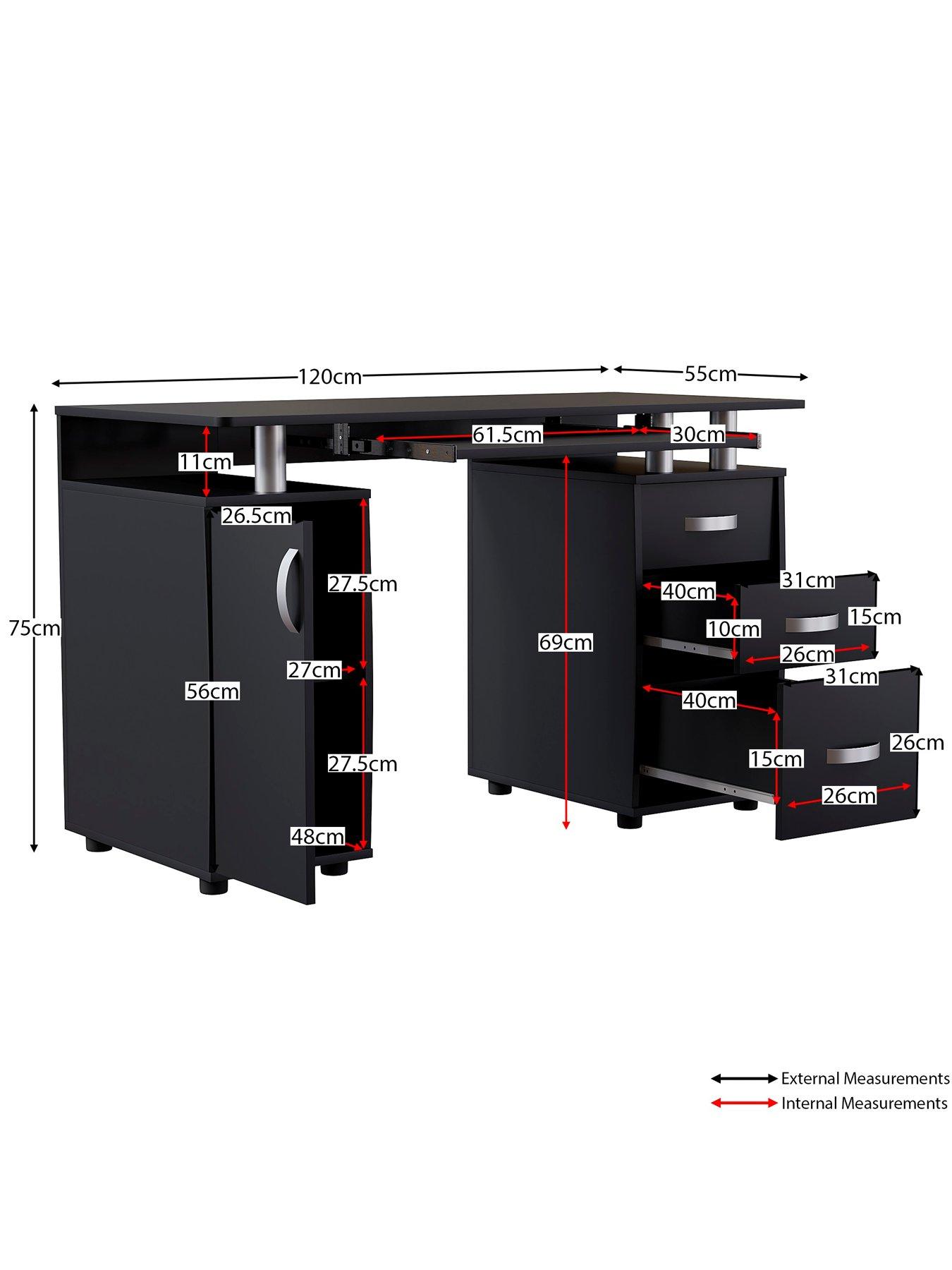 Vida Designs Otley 3 Drawer Computer Desk | Very