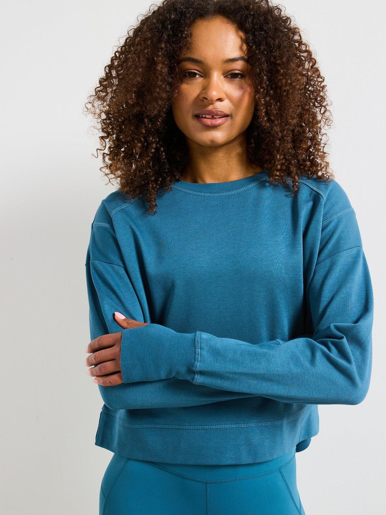 Sweaty Betty Womens Training After Class Crop Sweatshirt - Blue | Very