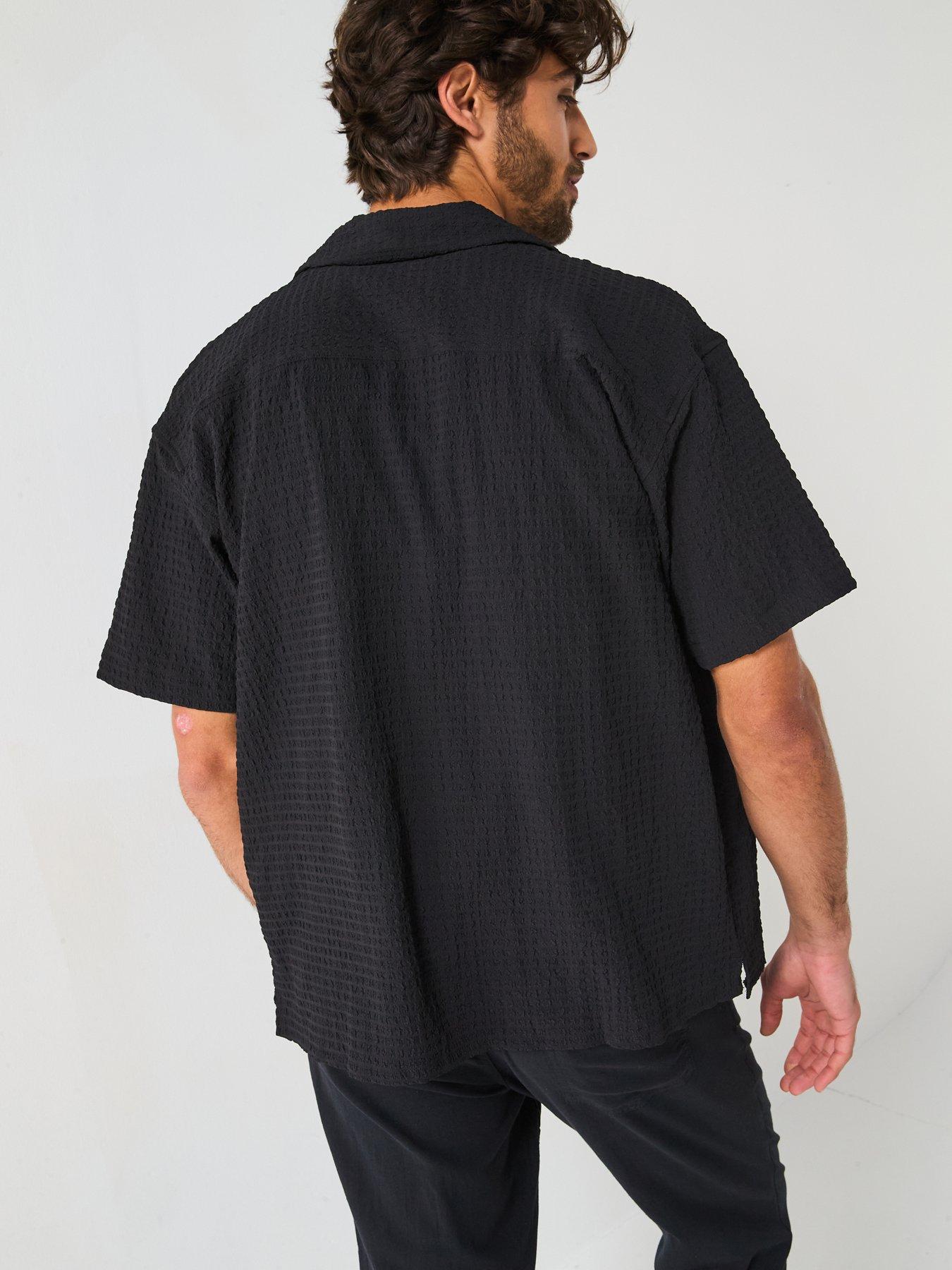 Jack & Jones Pablo Seersucker Resort Short Sleeve Shirt - Black | Very