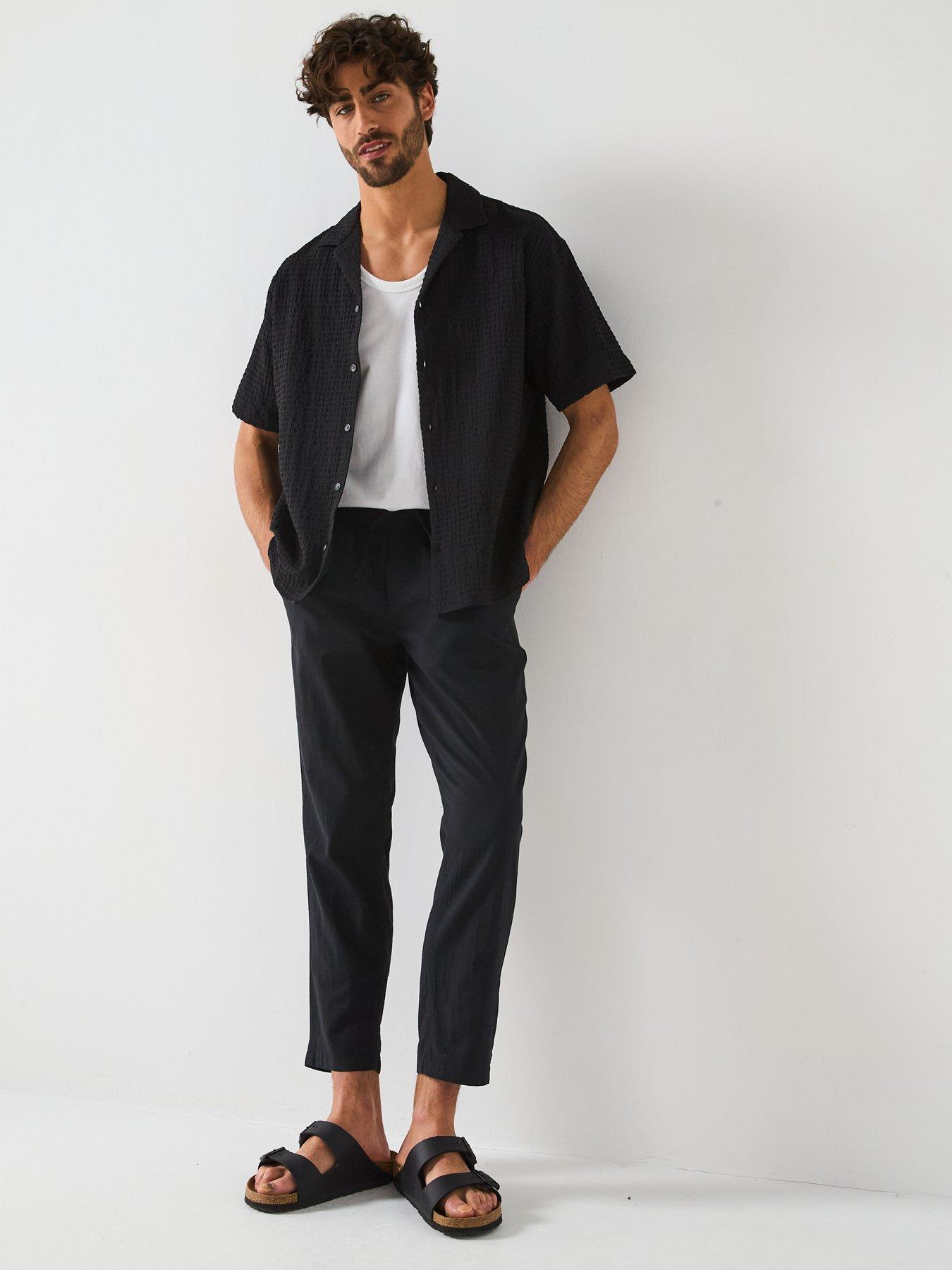 Jack & Jones Pablo Seersucker Resort Short Sleeve Shirt - Black | Very