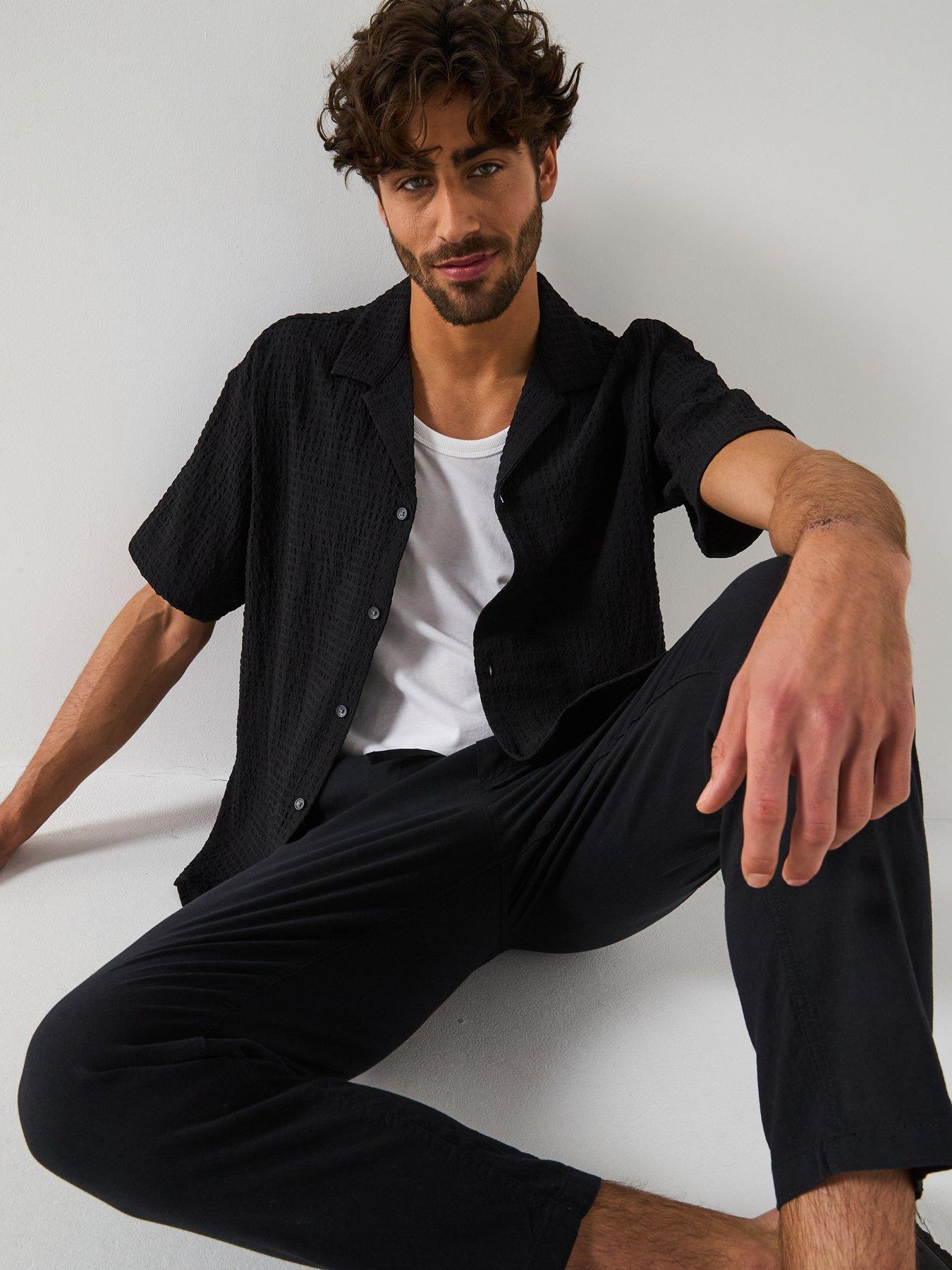 Jack & Jones Pablo Seersucker Resort Short Sleeve Shirt - Black | Very