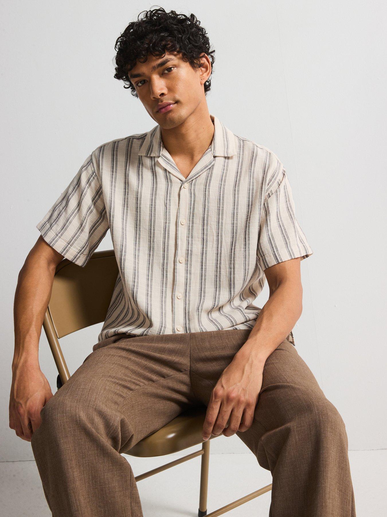 Jack & Jones Enzo Stripe Resort Shirt - Moonbeam | Very