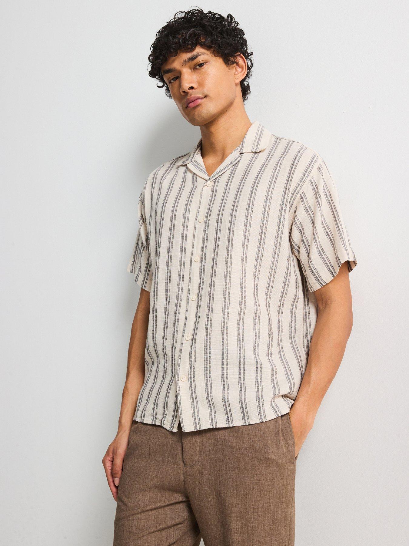 Jack & Jones Enzo Stripe Resort Shirt - Moonbeam | Very