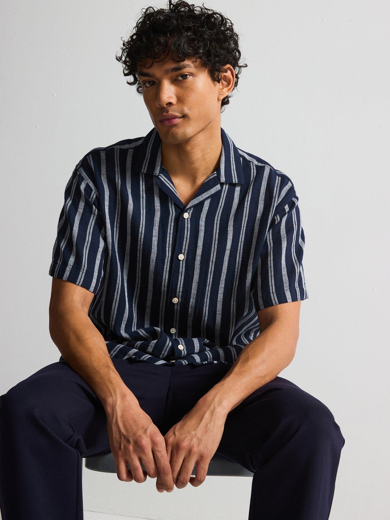 Jack & Jones Enzo Stripe Resort Shirt - Sky Captain | Very