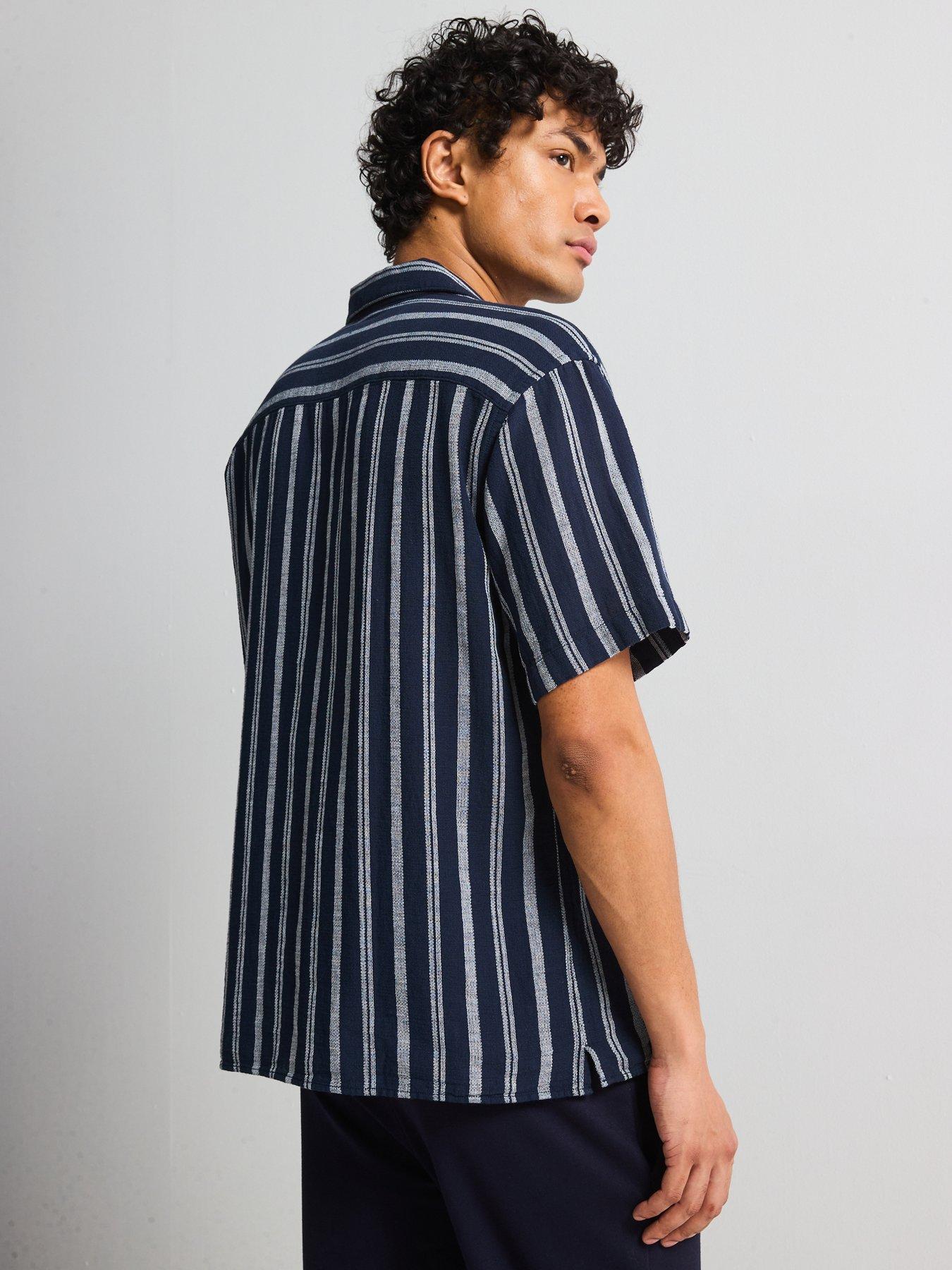 Jack & Jones Enzo Stripe Resort Shirt - Sky Captain | Very
