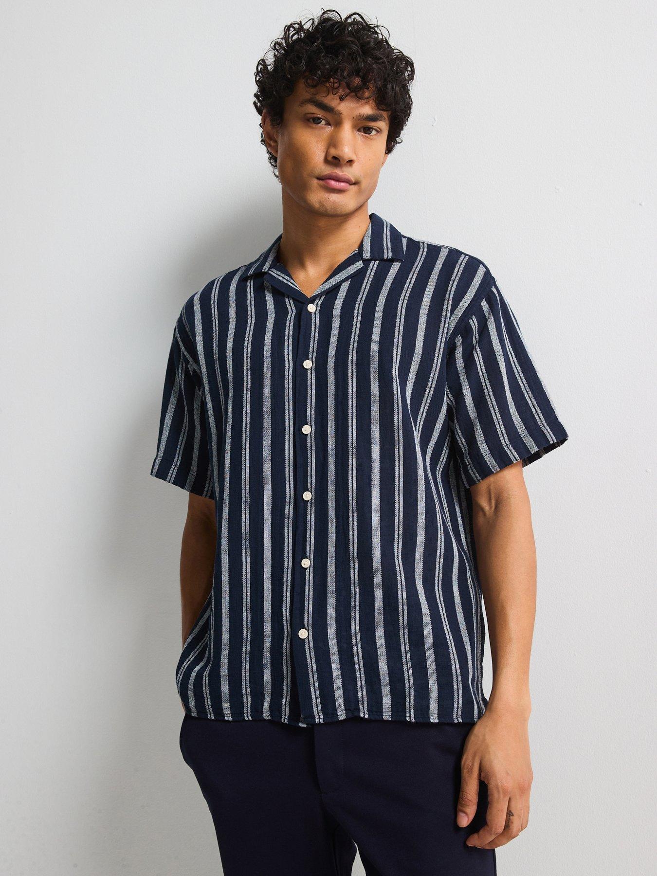 Jack & Jones Enzo Stripe Resort Shirt - Sky Captain | Very