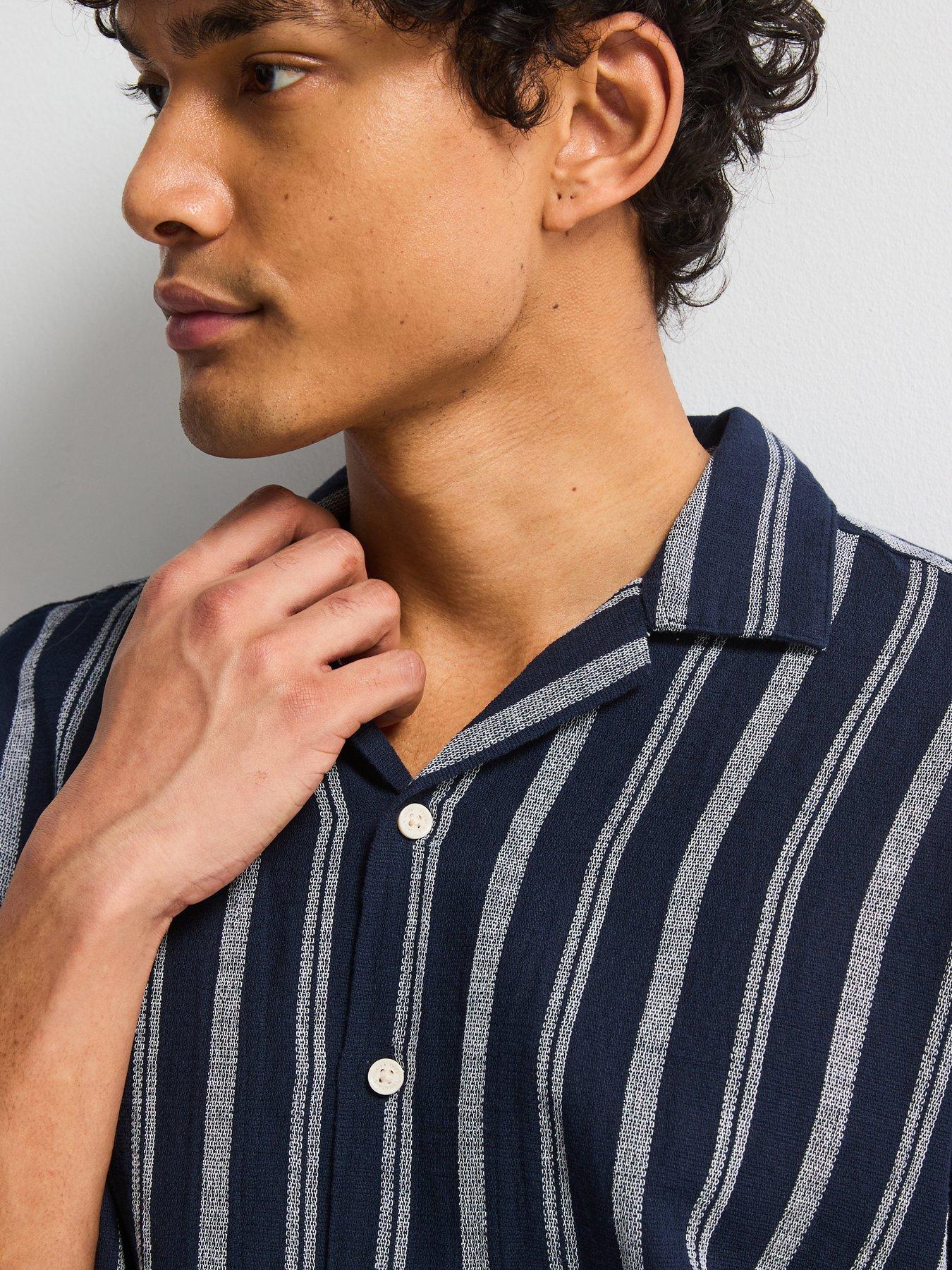 Jack & Jones Enzo Stripe Resort Shirt - Sky Captain | Very
