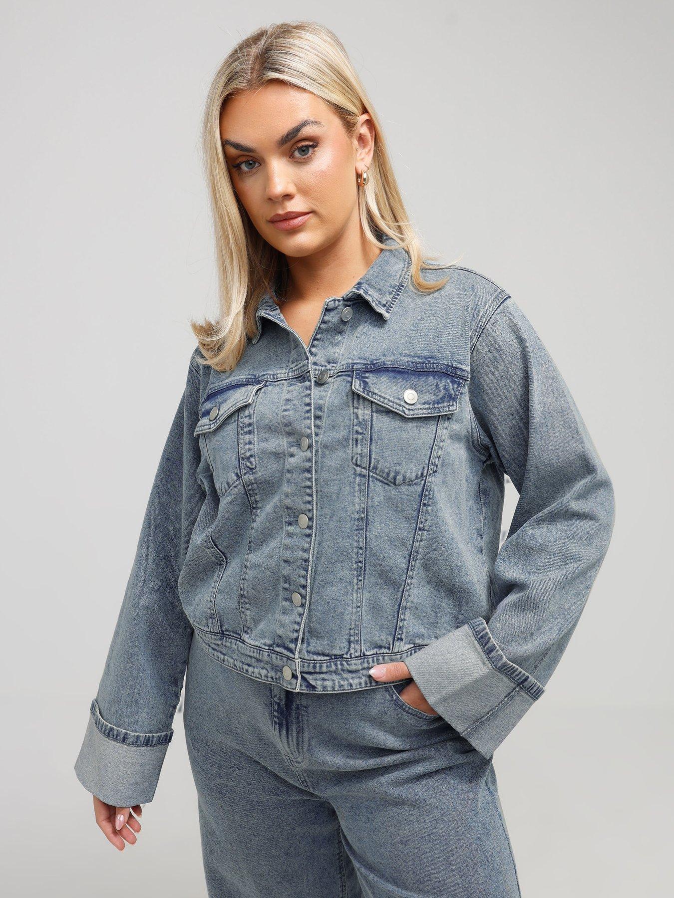 Yours Curve Fold Over Jacket - Blue | Very