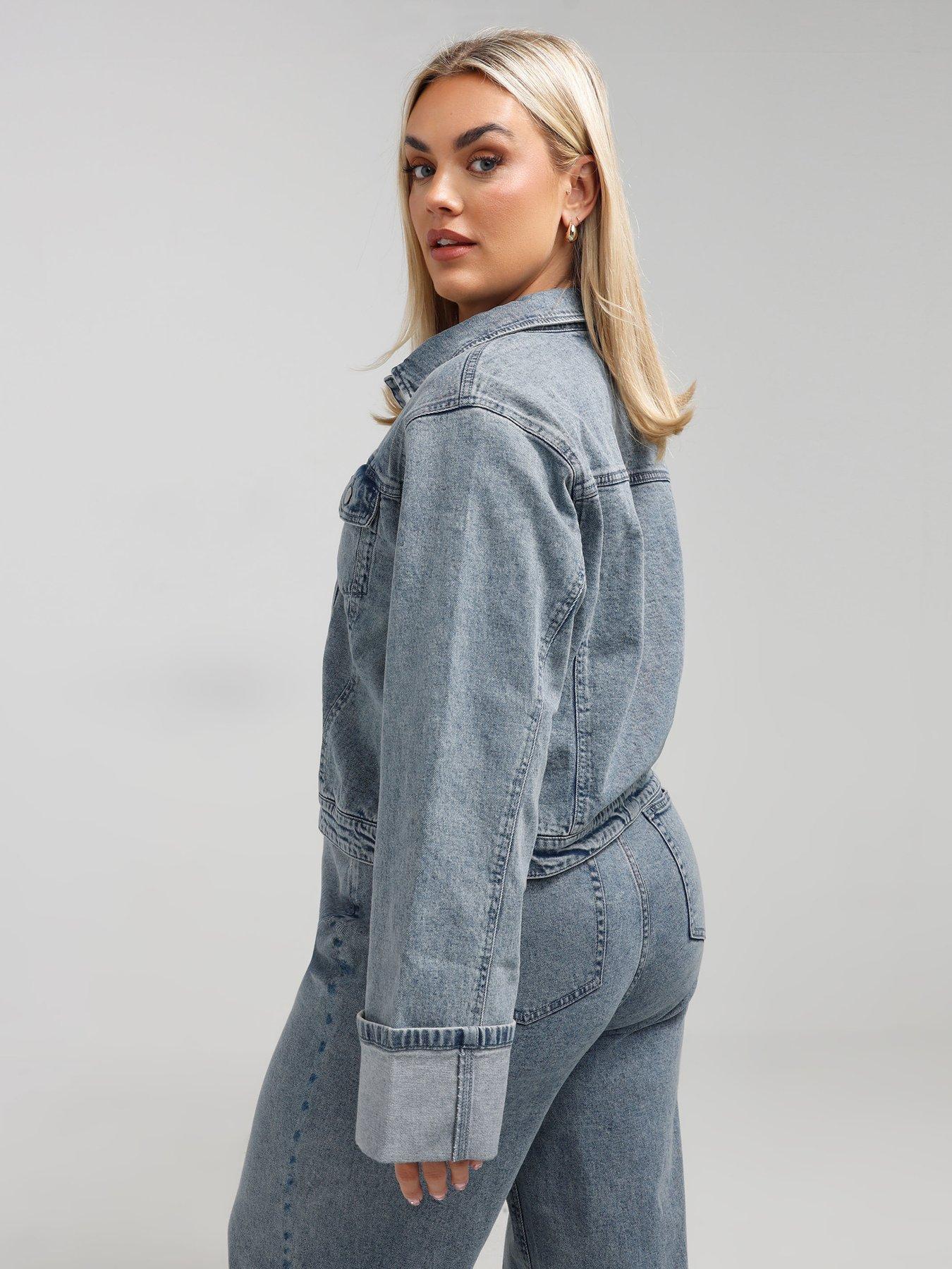 Yours Curve Fold Over Jacket - Blue | Very