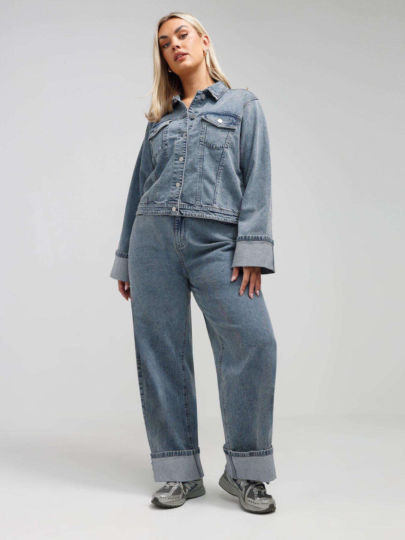Yours Curve Fold Over Jacket - Blue | Very