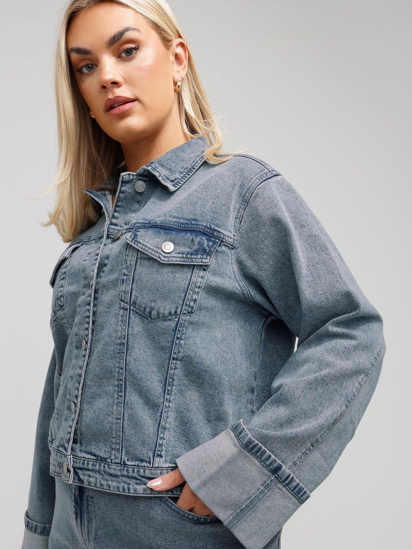 Yours Curve Fold Over Jacket - Blue | Very