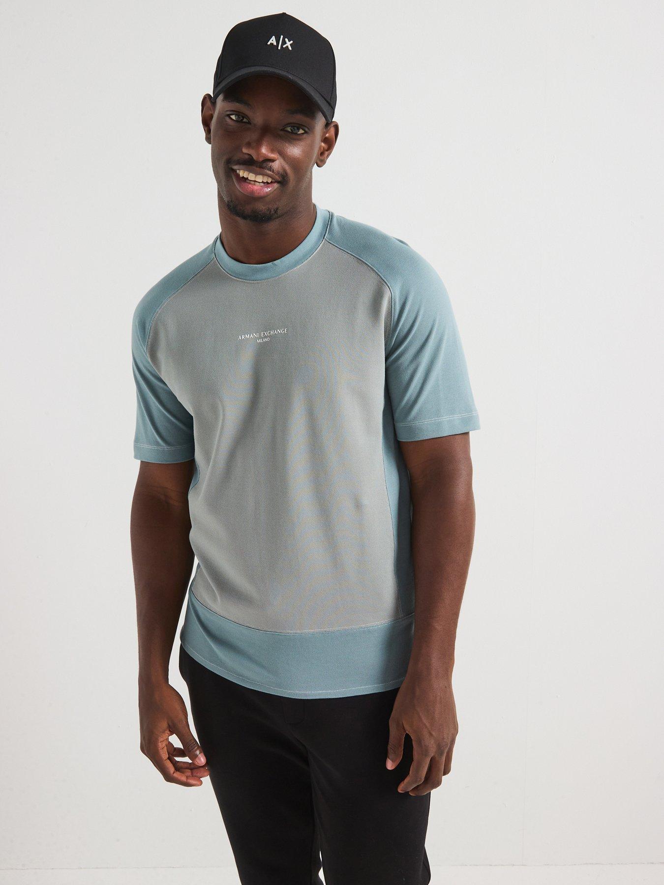 Armani Exchange Colour Block Pique T-Shirt - Light Grey | Very