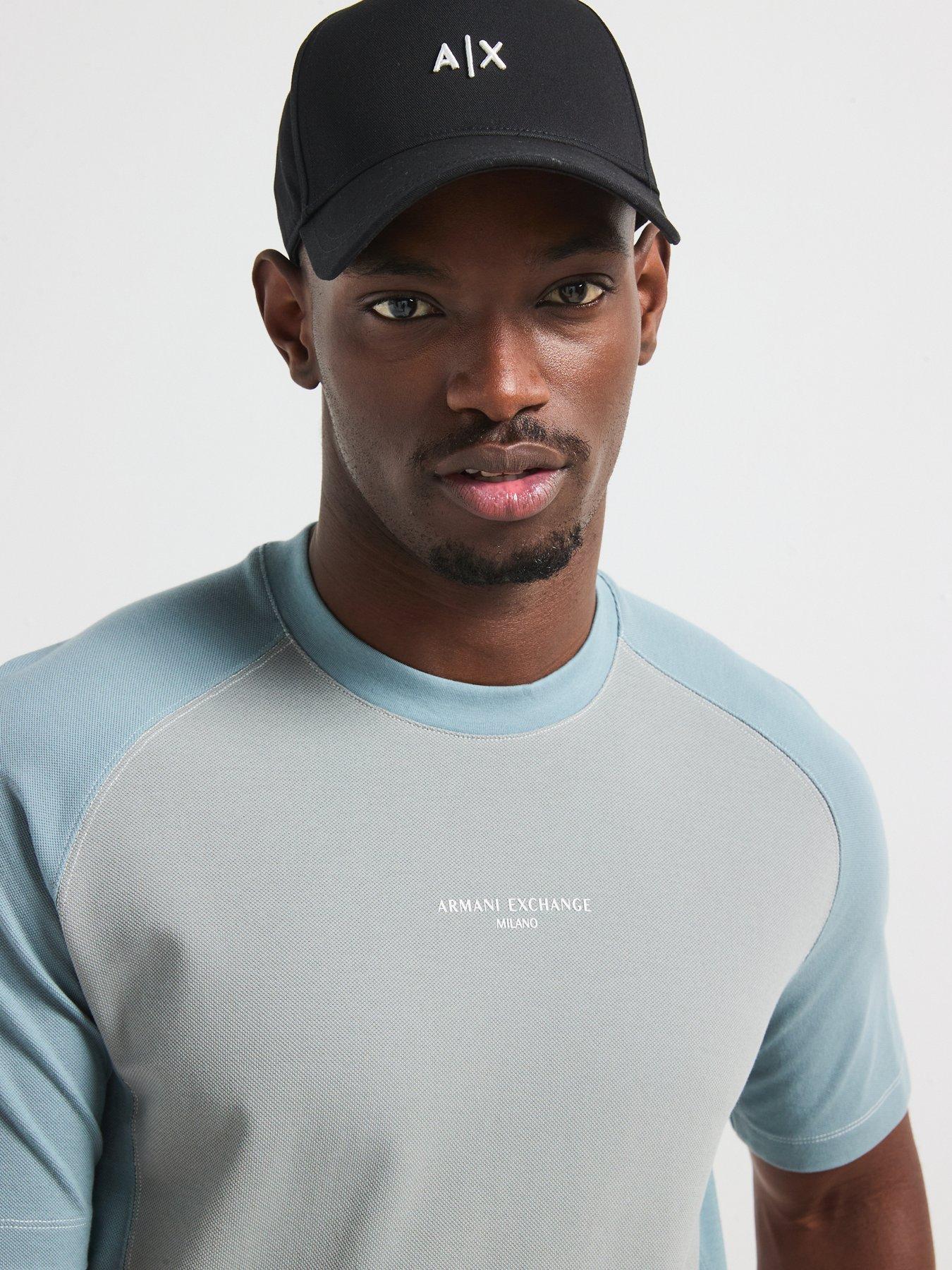 Armani Exchange Colour Block Pique T-Shirt - Light Grey | Very