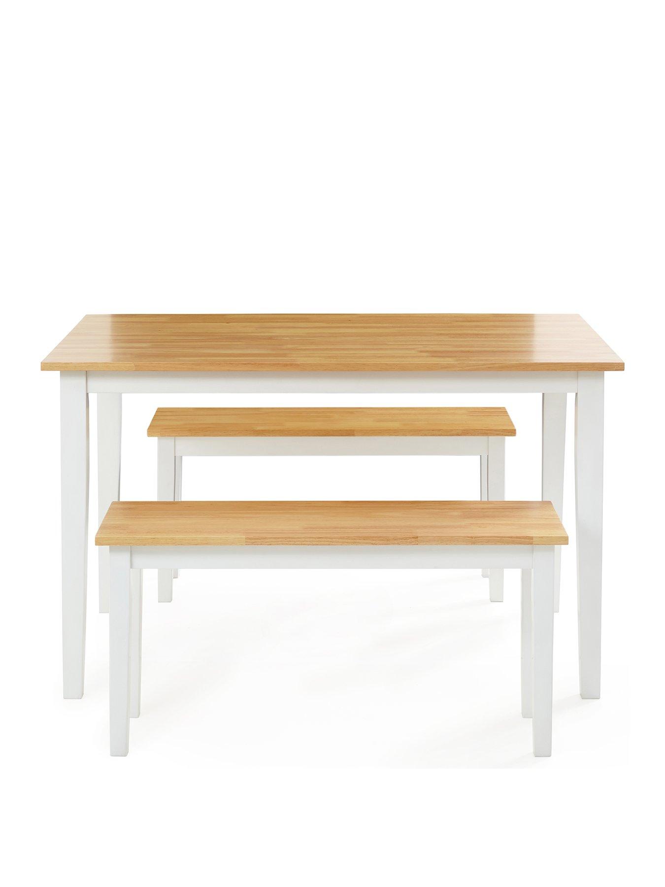 Very Home Michigan 120 cm Dining Table + 2 Benches - Oak/White - FSC ...