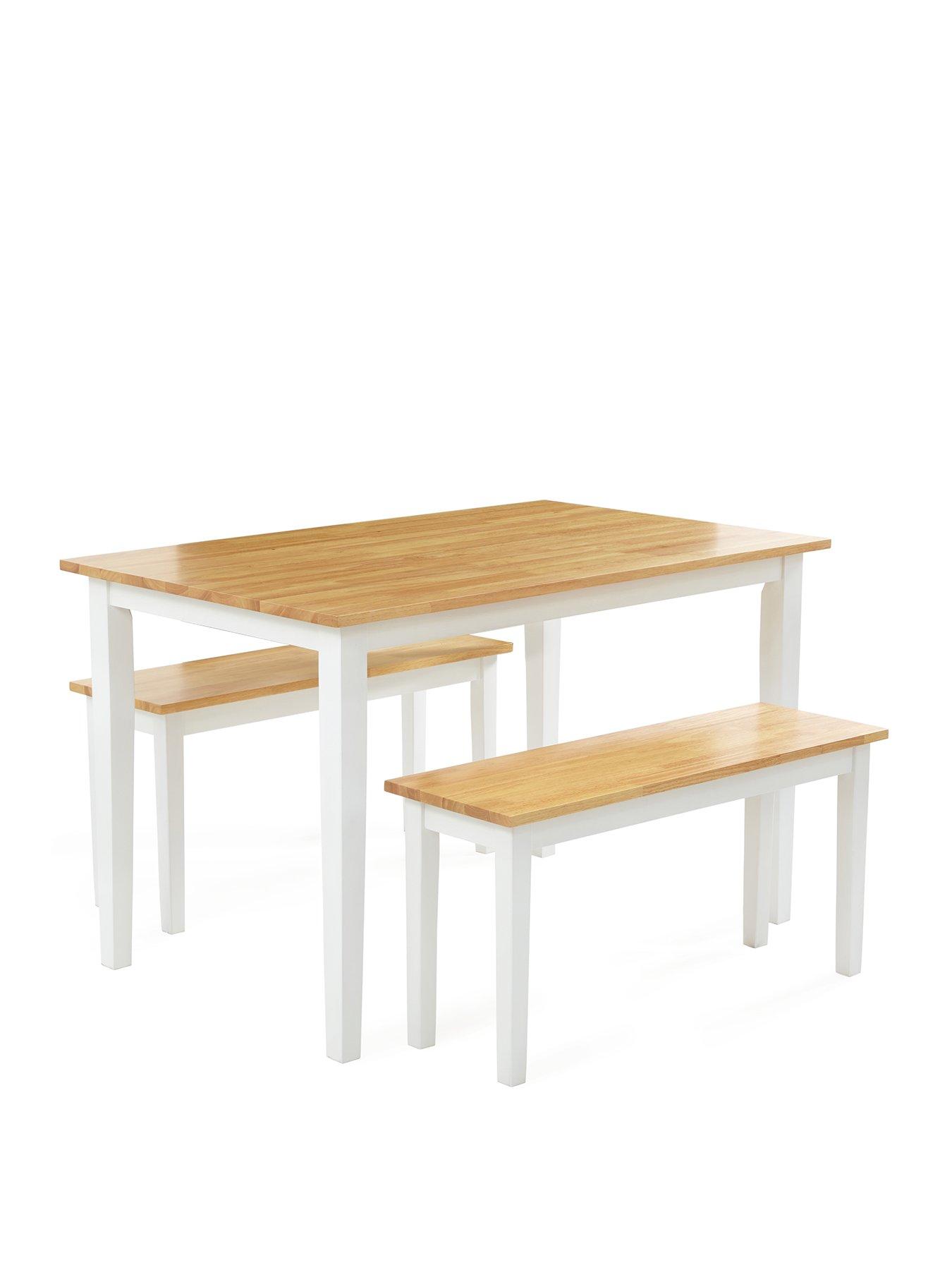 Very Home Michigan 120 cm Dining Table + 2 Benches - Oak/White - FSC ...