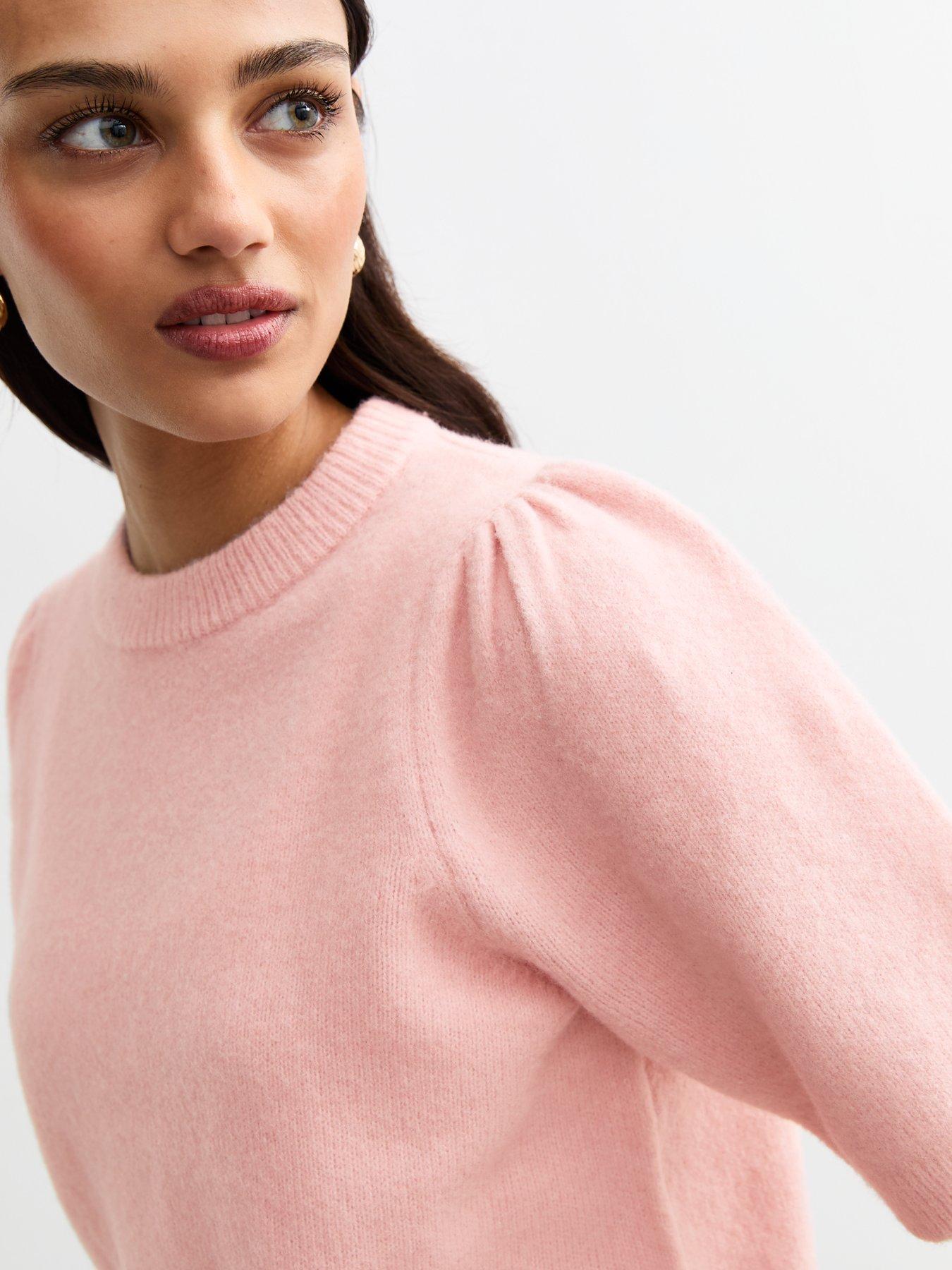 New Look Pink Puff Sleeve Knit Top | Very