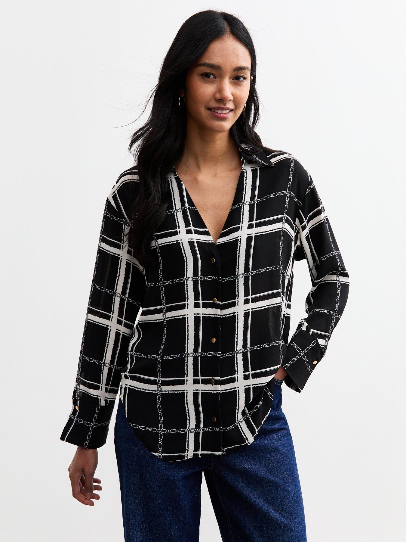 New Look Chain Check Print Shirt - Black | Very