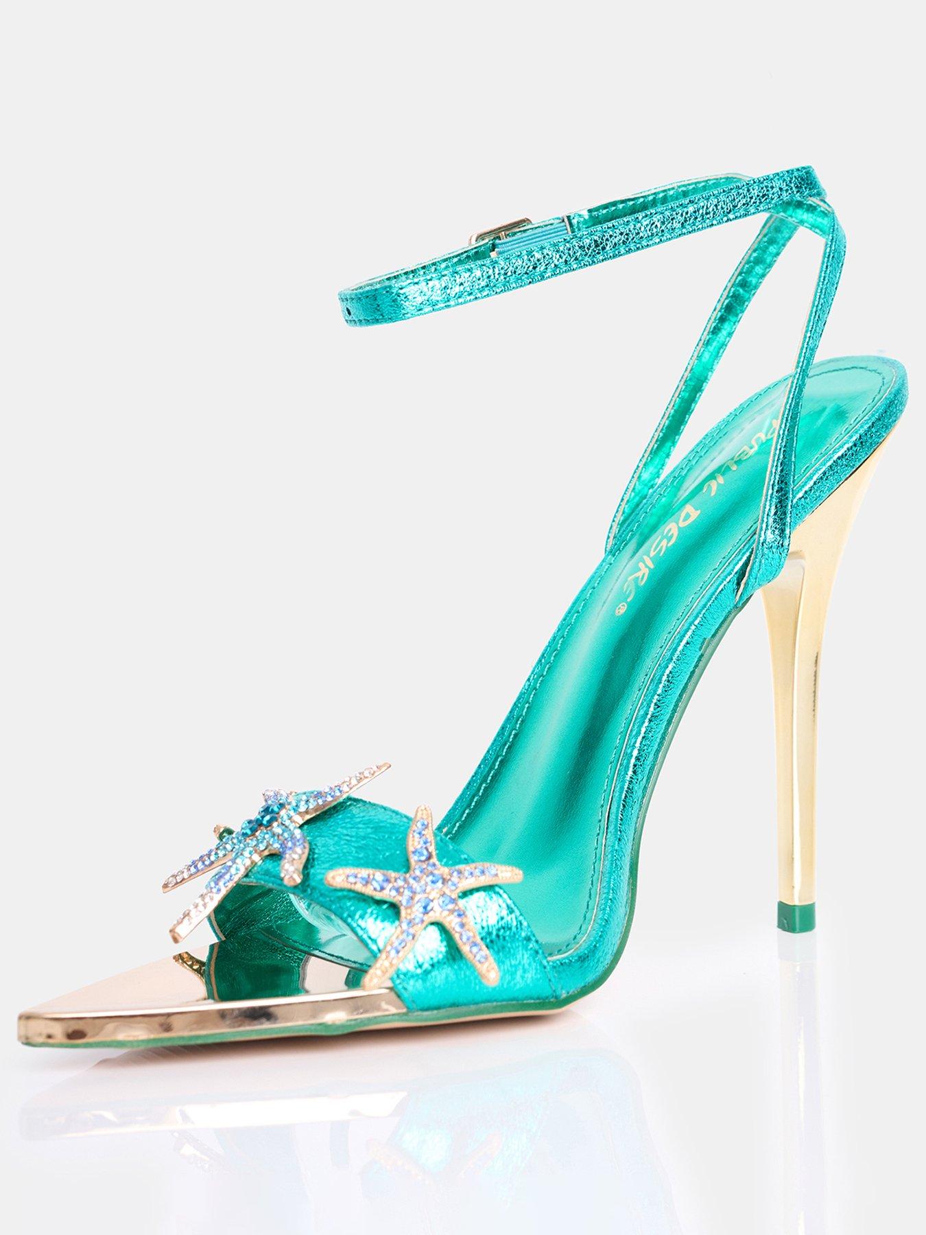 Public Desire Starfish Heel - Turquoise Metallic | Very
