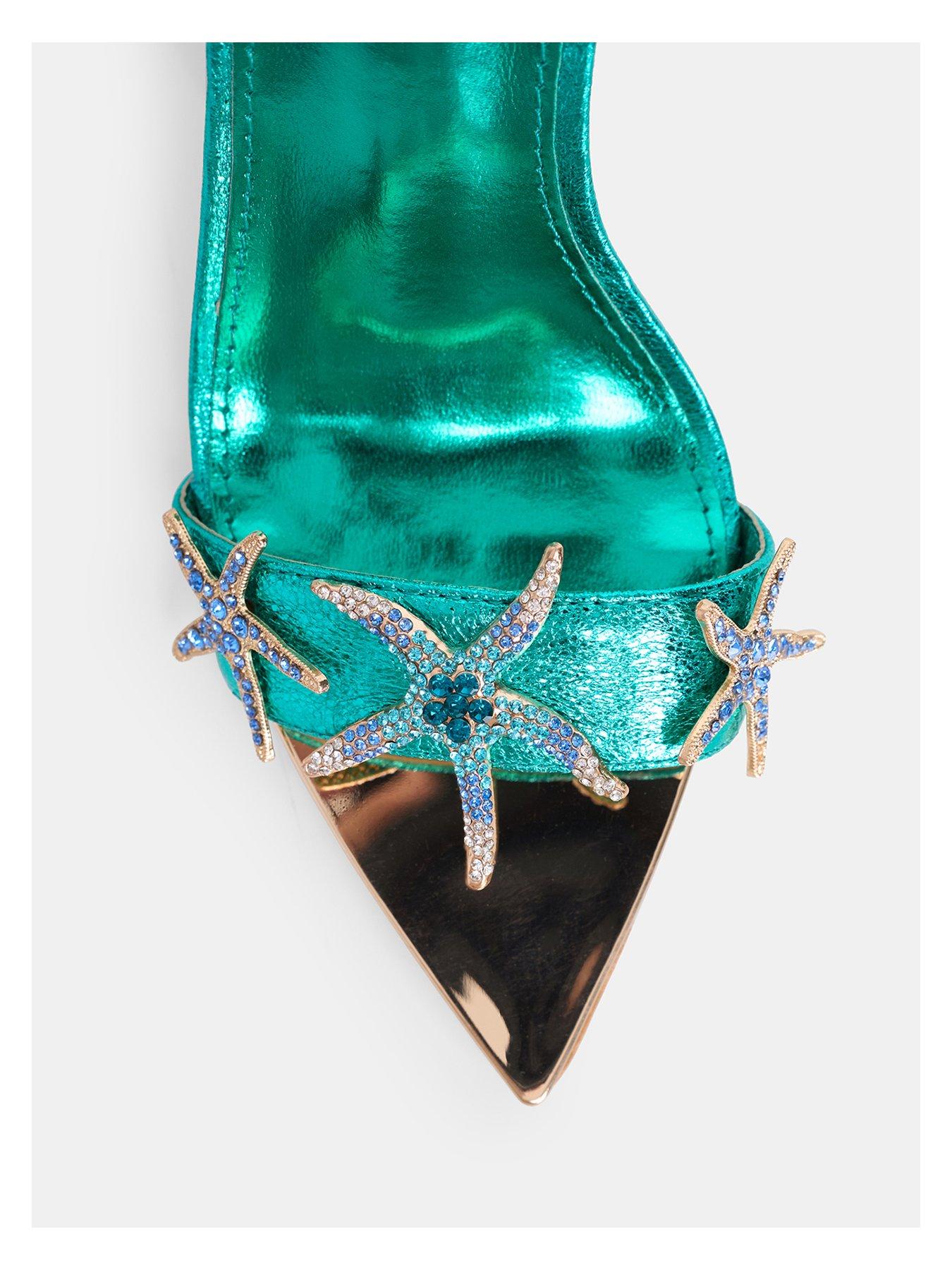 Public Desire Starfish Heel - Turquoise Metallic | Very