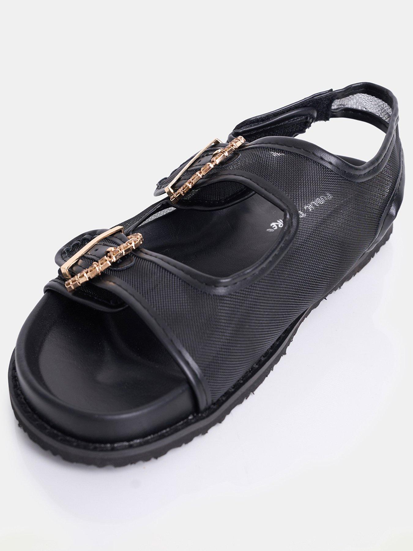 Public Desire Fuda Mesh Flat Sandal - Black | Very