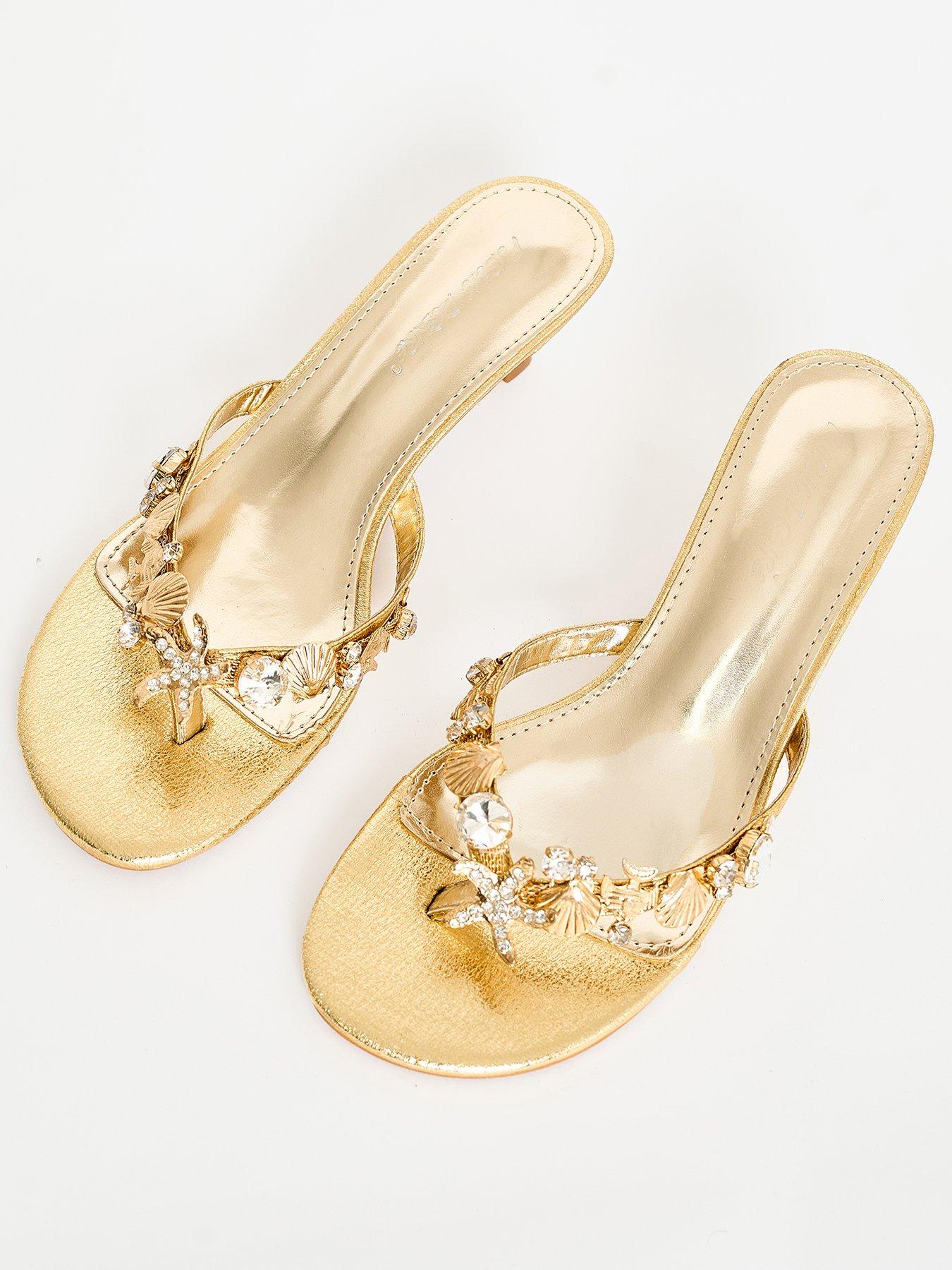 Public Desire Elowen Shell Toe Thong Sandals - Gold | Very