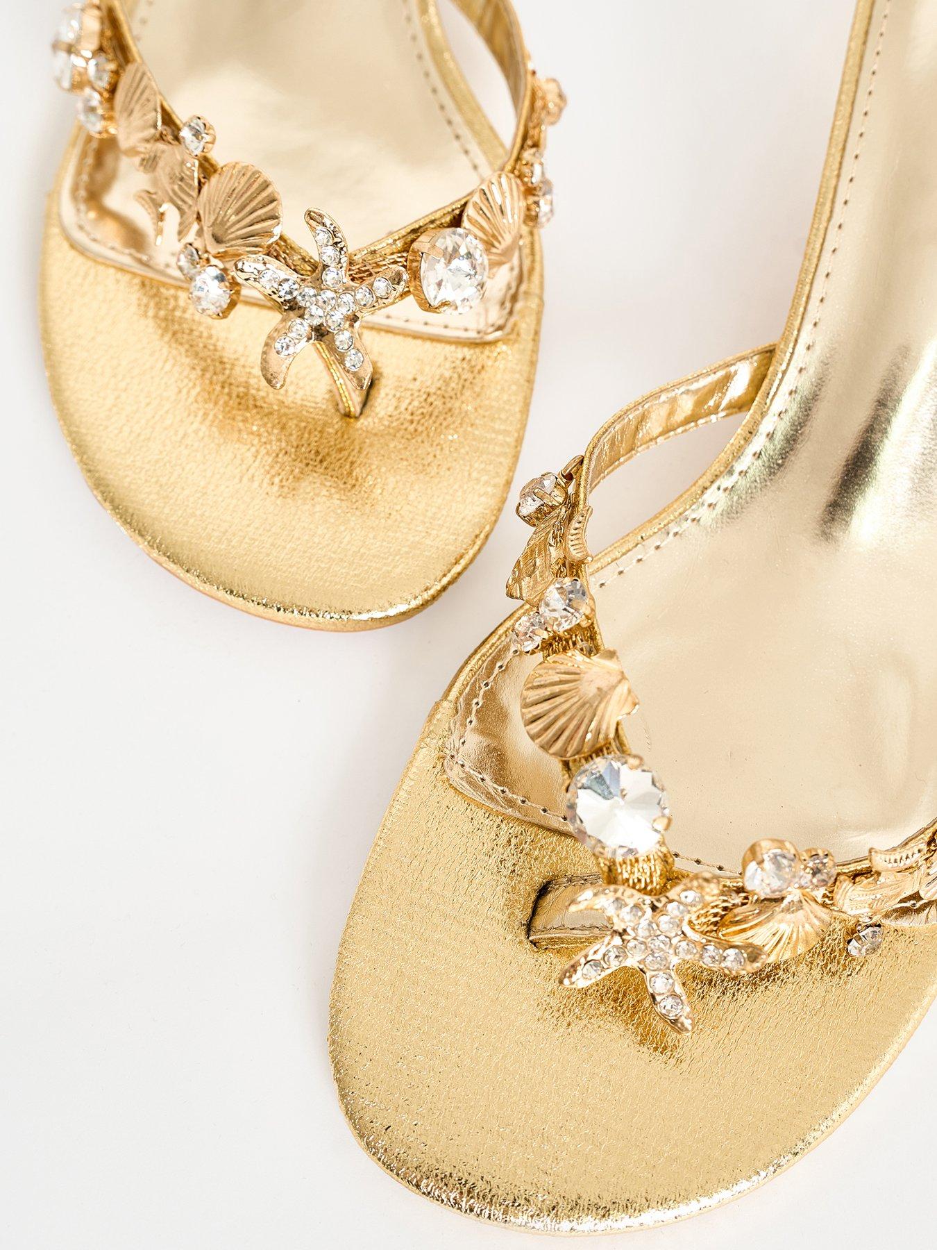 Public Desire Elowen Shell Toe Thong Sandals - Gold | Very