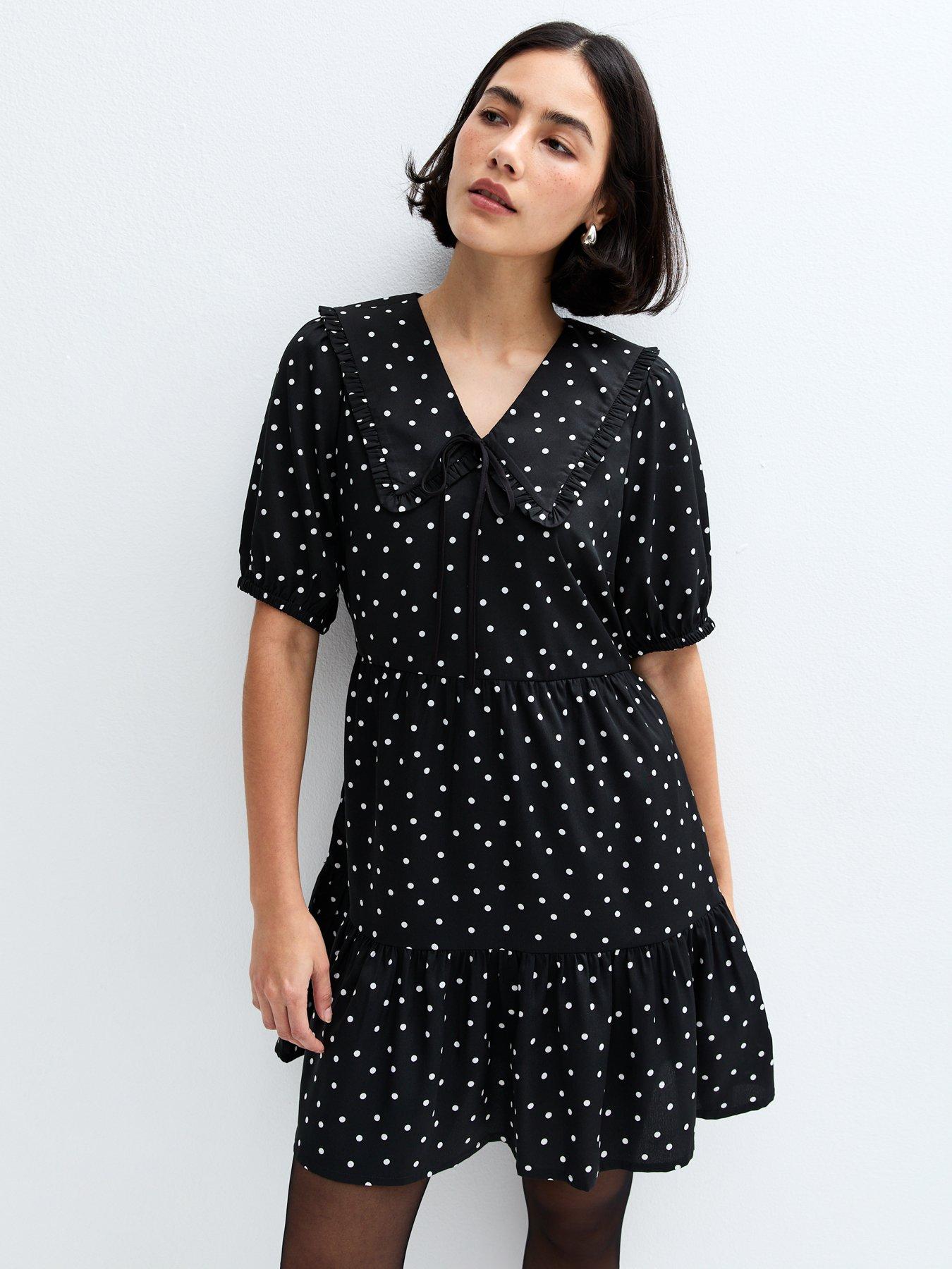 New Look Polka Dot Mini Dress - Black | Very