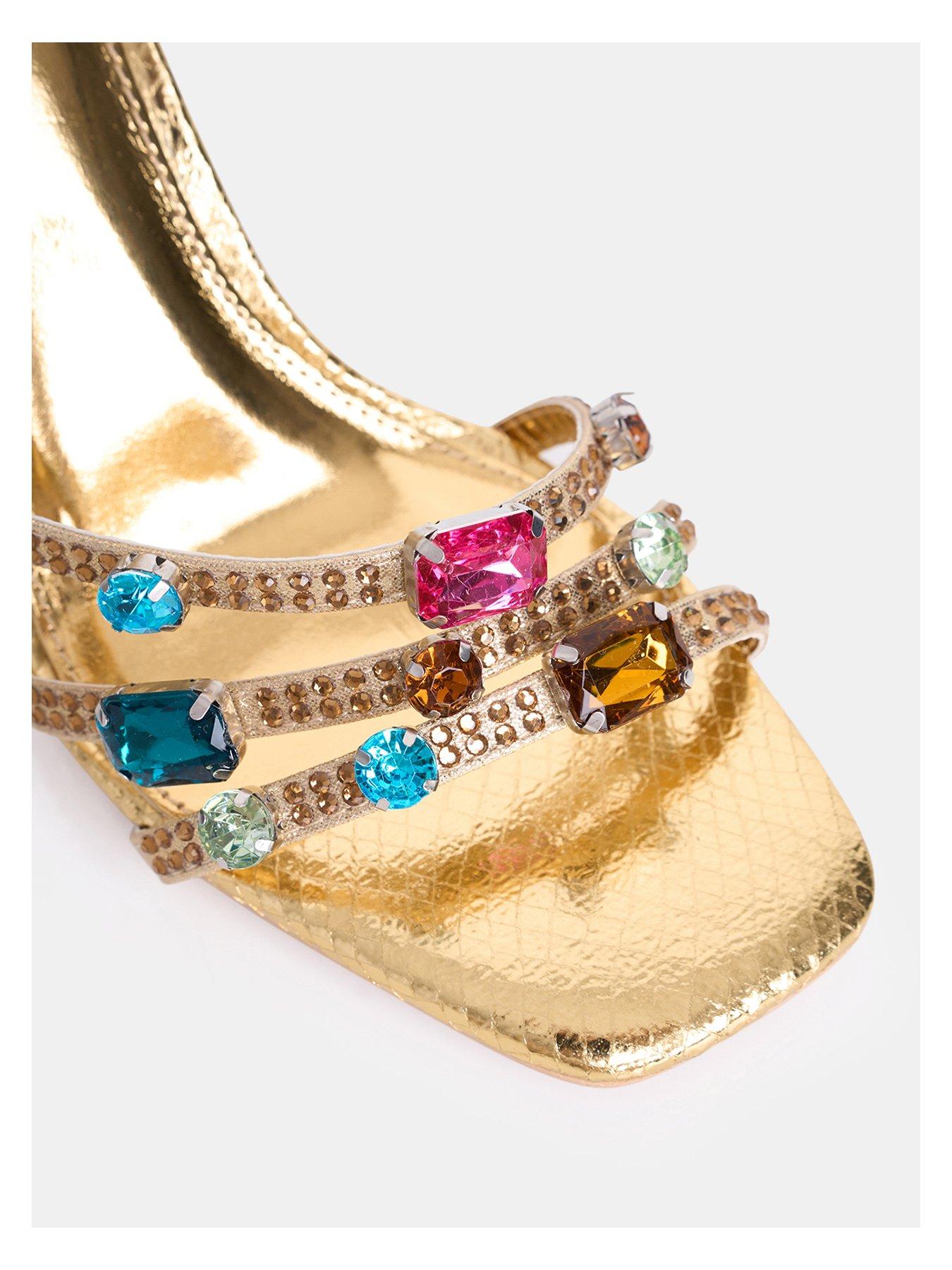 Public Desire Fitzgerald Strappy Embellished Heels - Gold | Very