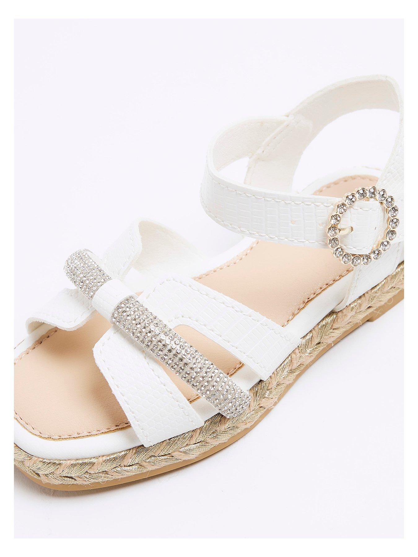 River Island Mini Mini Girl Faux Leather Sandals - White | Very