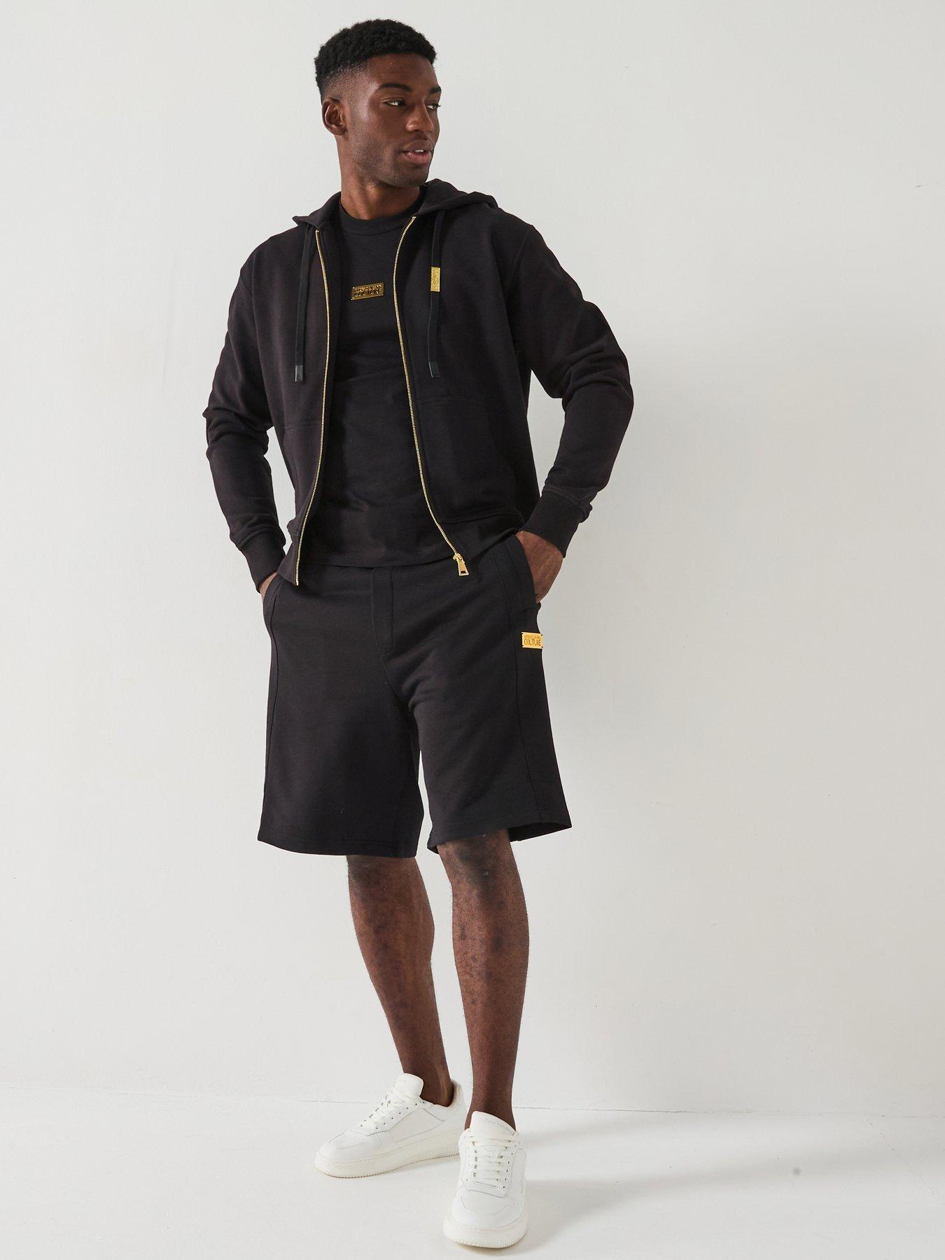 Versace Jeans Couture Metal Placket Zip Through Hoodie - Black | Very