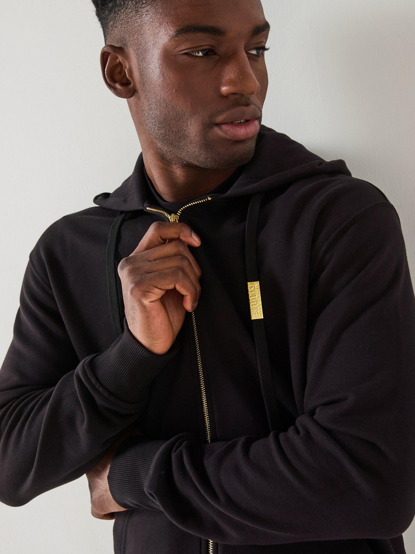 Versace Jeans Couture Metal Placket Zip Through Hoodie - Black | Very