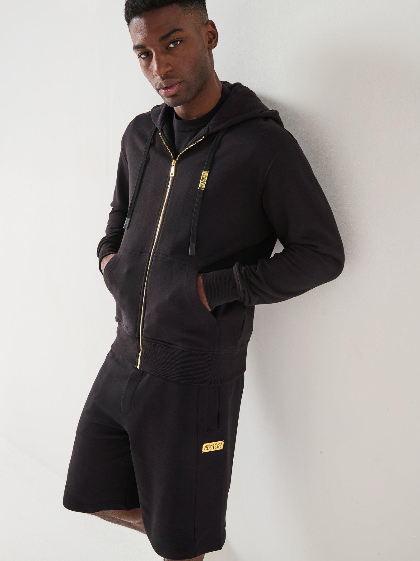 Versace Jeans Couture Metal Placket Zip Through Hoodie - Black | Very
