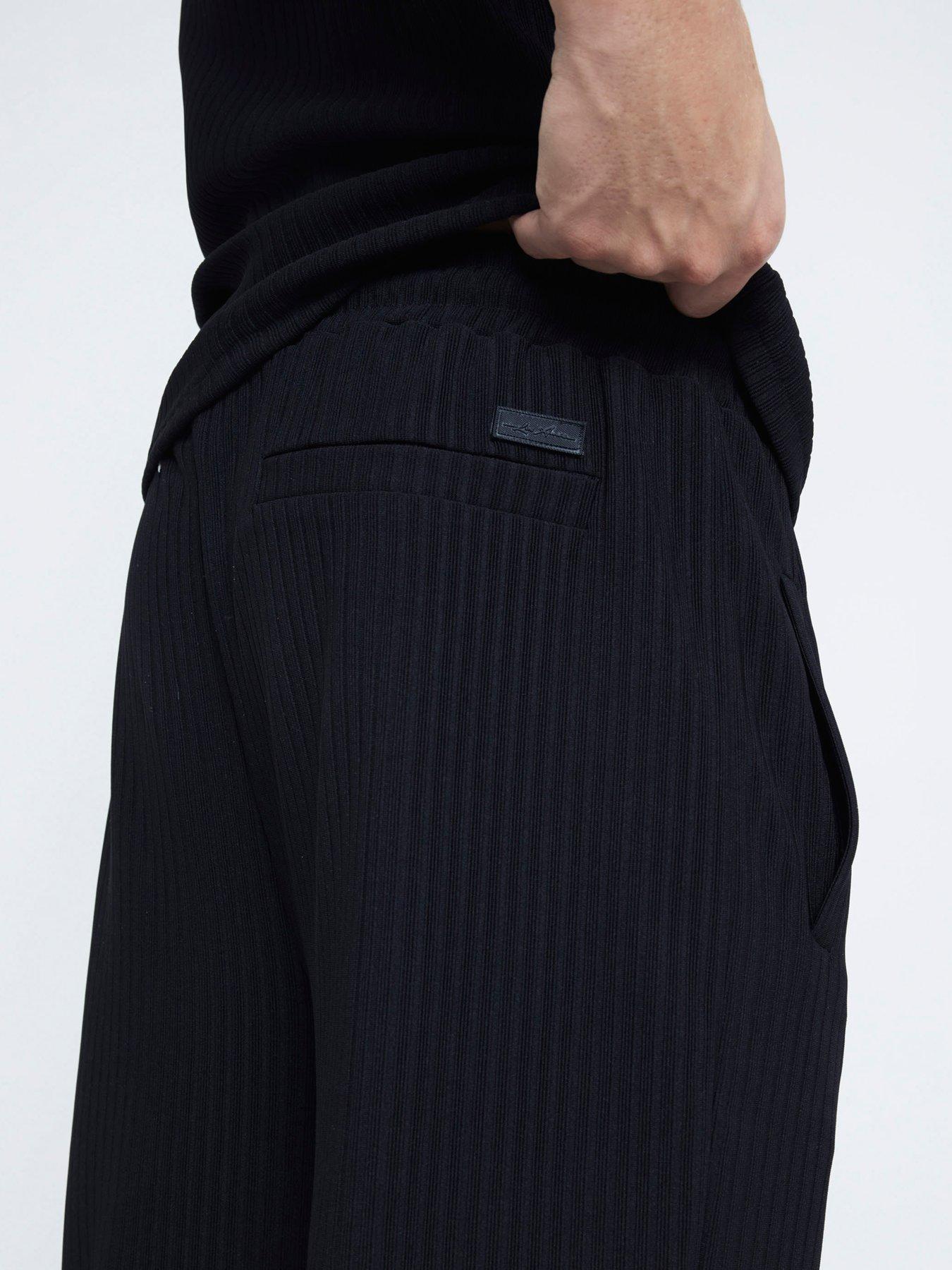 River Island Skinny Muscle Fit Ribbed Joggers - Black | Very