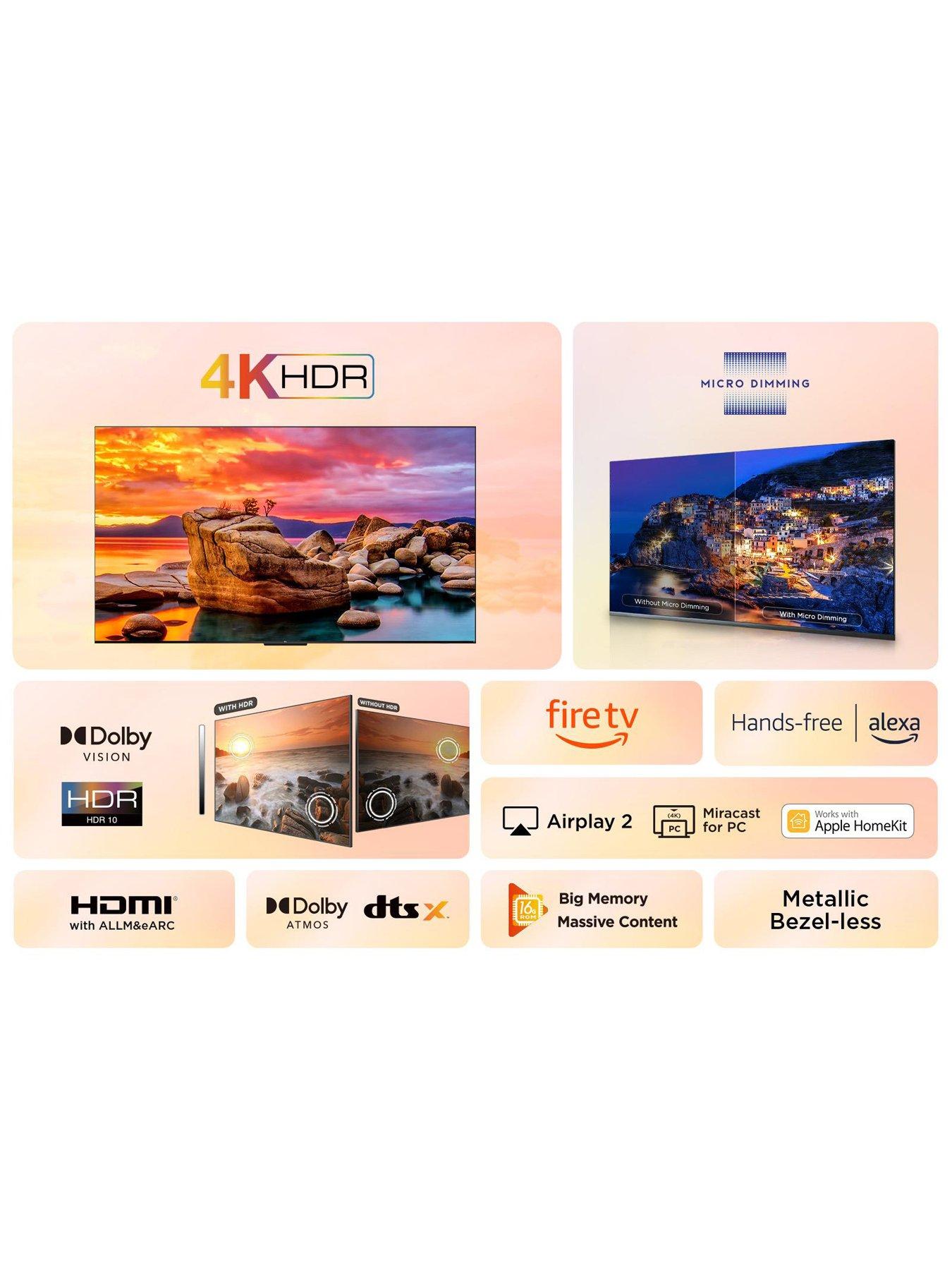 TCL PF650K 55" LED 4K HDR PRO Smart Fire TV with Freely - 55PF650K | Very