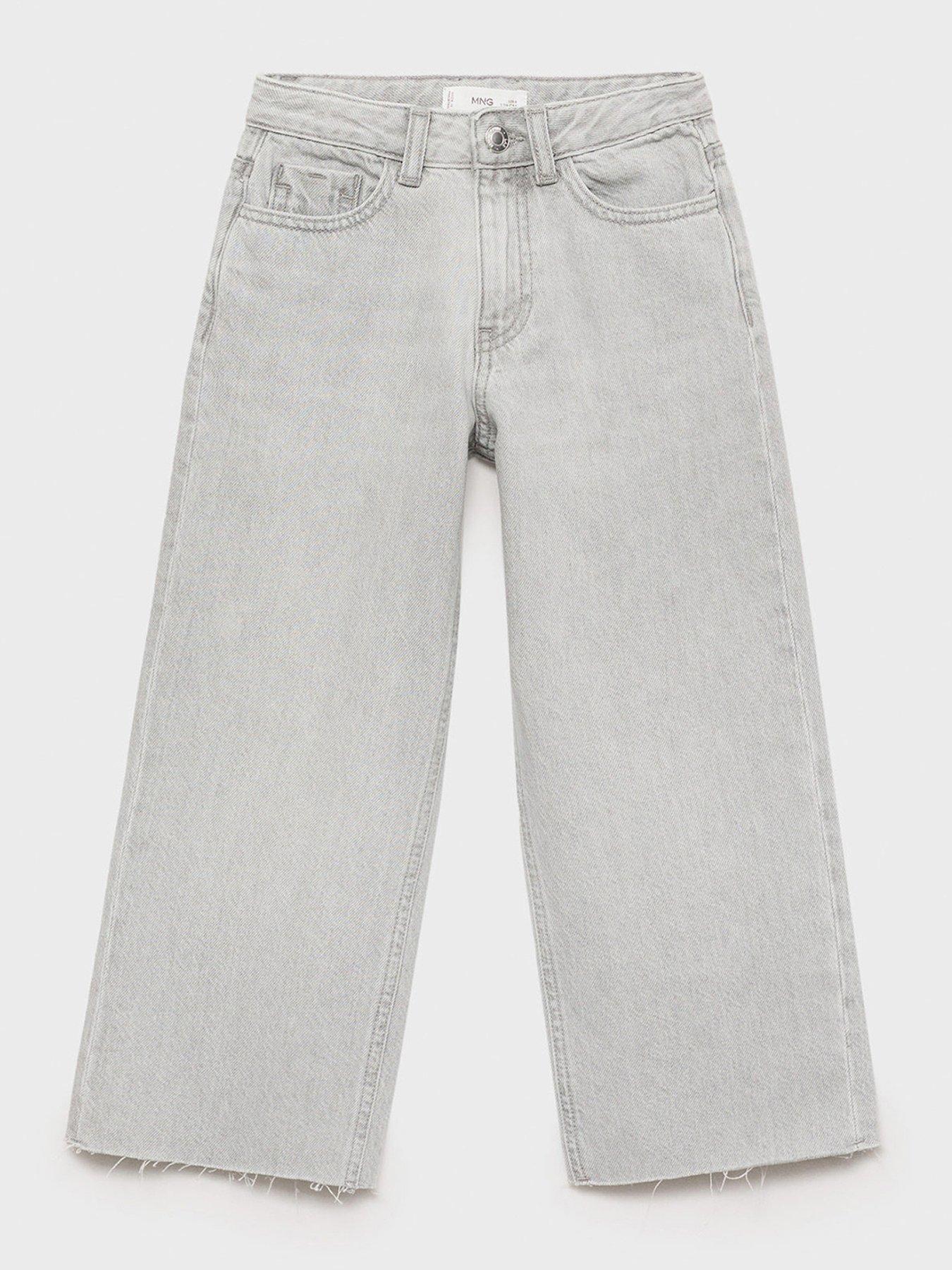 Mango Girls Wide Leg Jeans - Grey | Very